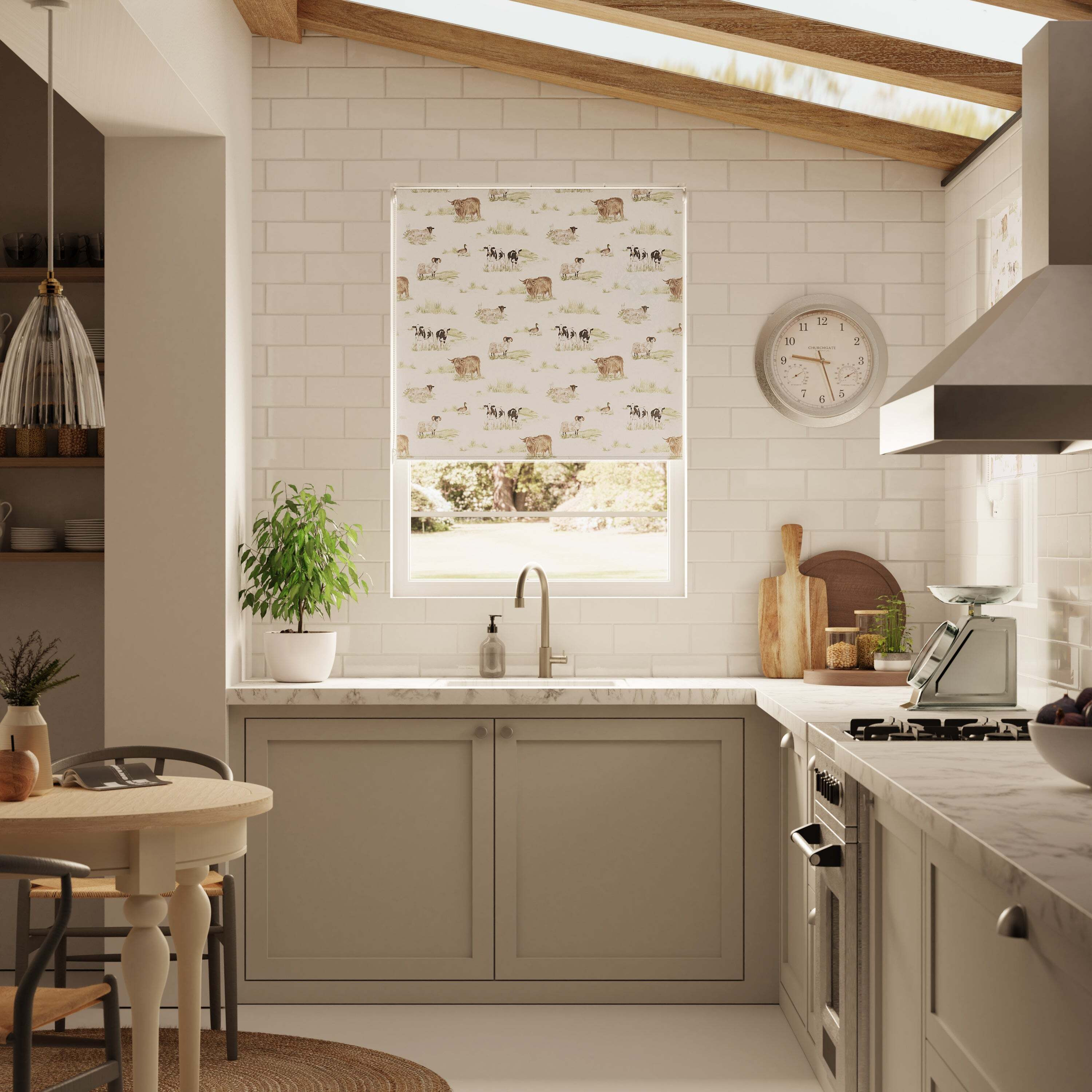Highland Cow Natural Daylight Roller Blind Brown by Dunelm | ufurnish.com