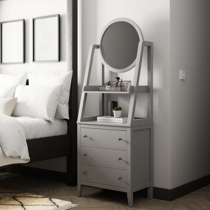 Lynton 3 Drawer Standing Dressing Table with Mirror, Grey Grey by ...