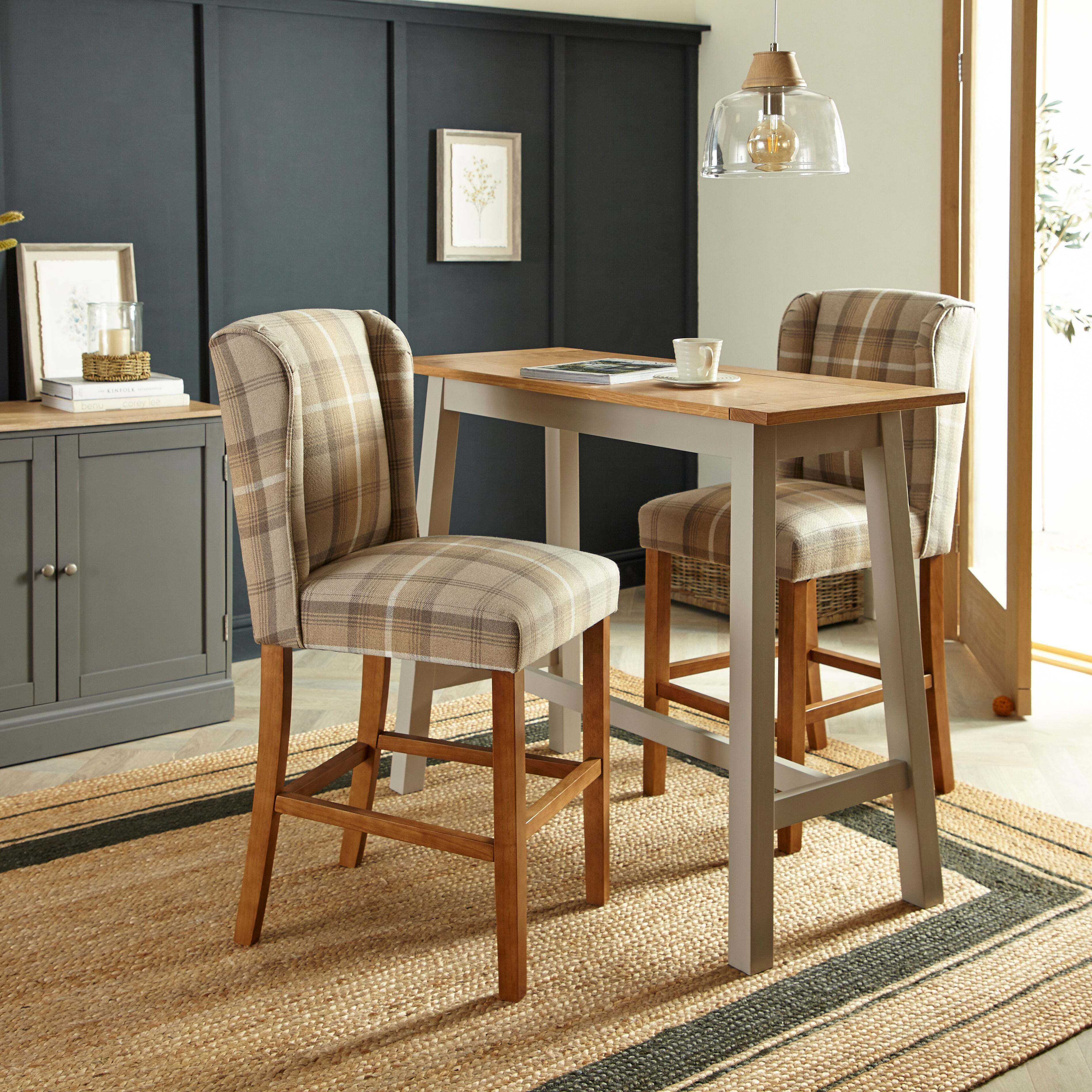 Oswald Counter Height Bar Stool Brown/White by Dunelm | ufurnish.com