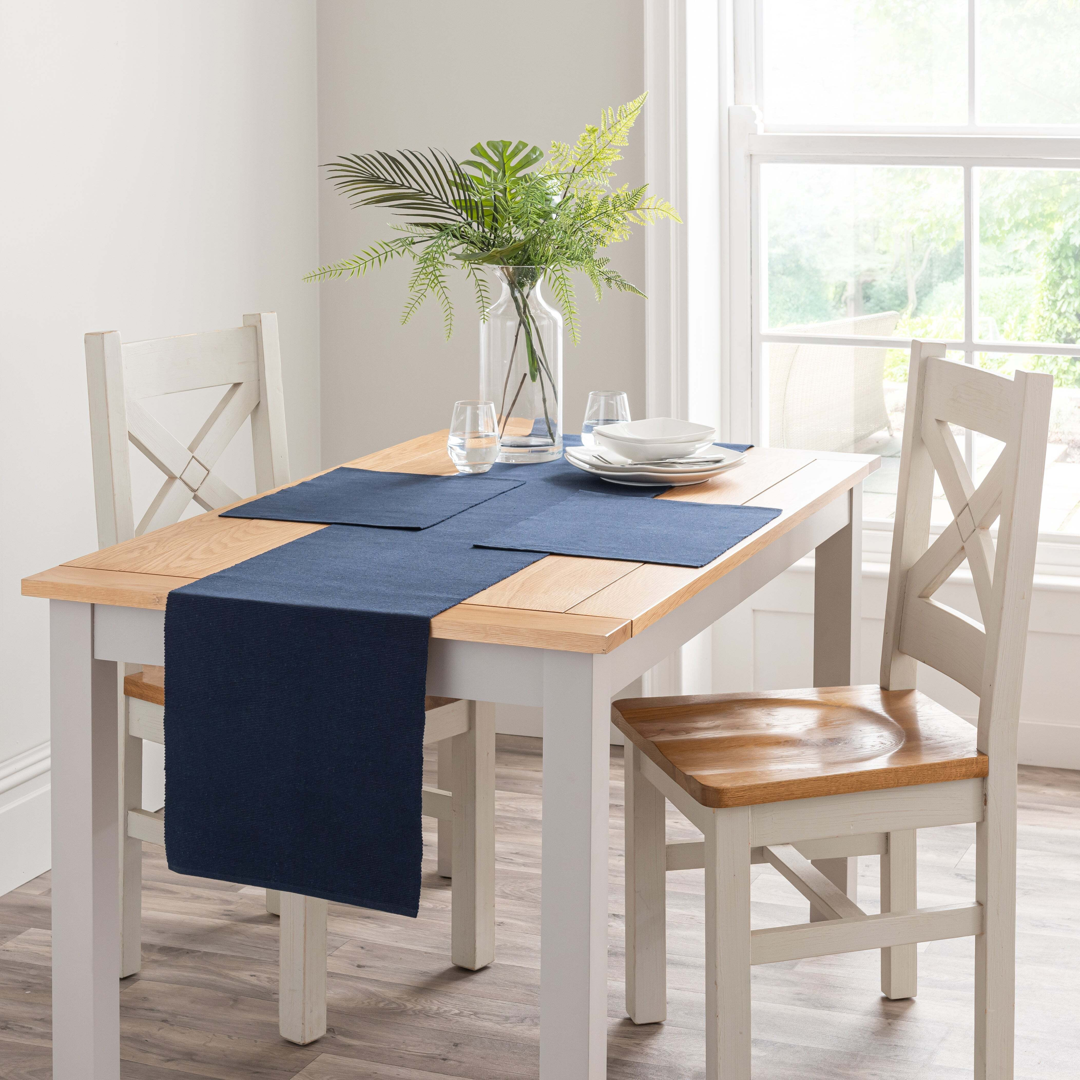 Recycled Ribbed Runner Navy Blue by Dunelm | ufurnish.com