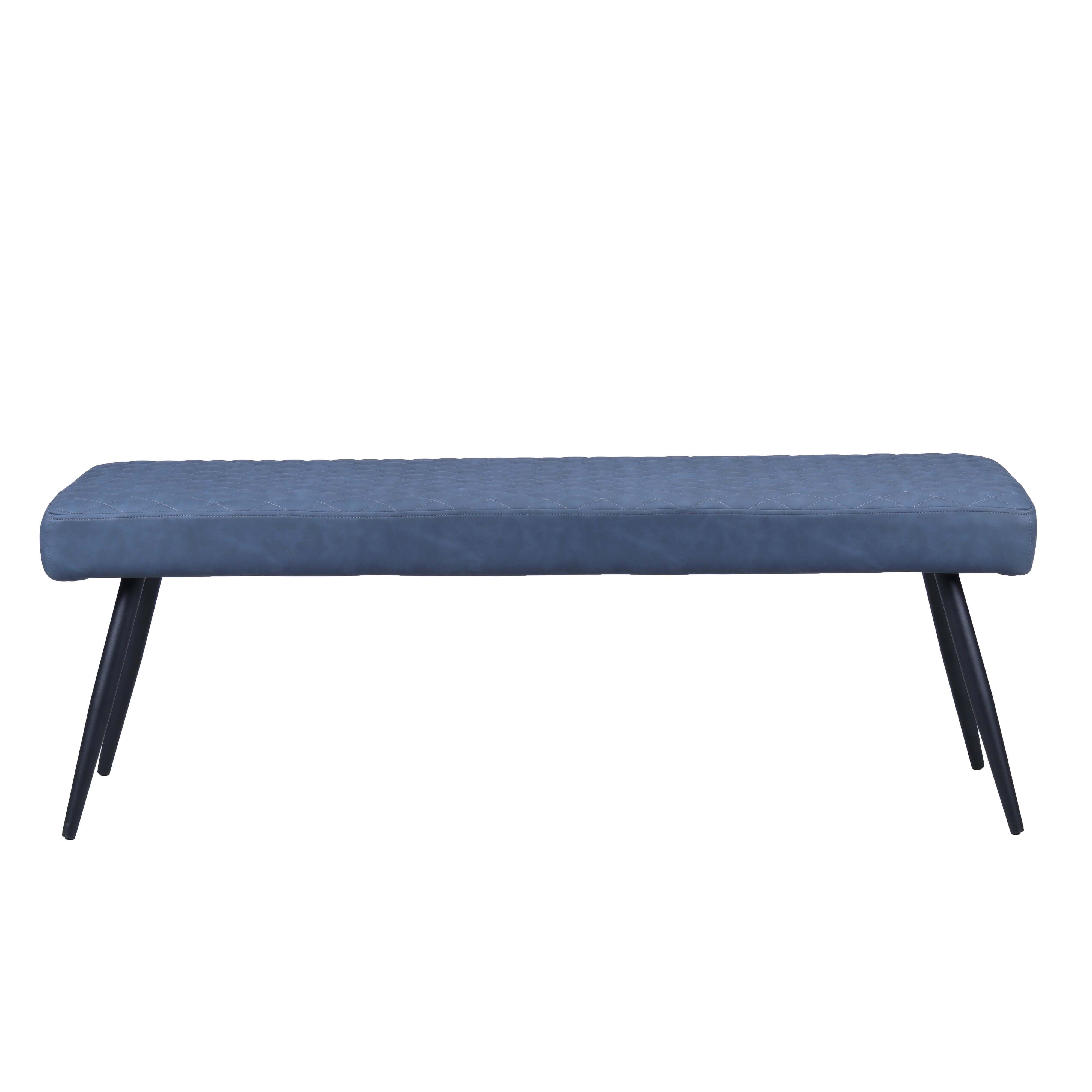 Montreal 2 Seater Dining Bench, Faux Leather Navy Blue by Dunelm ...