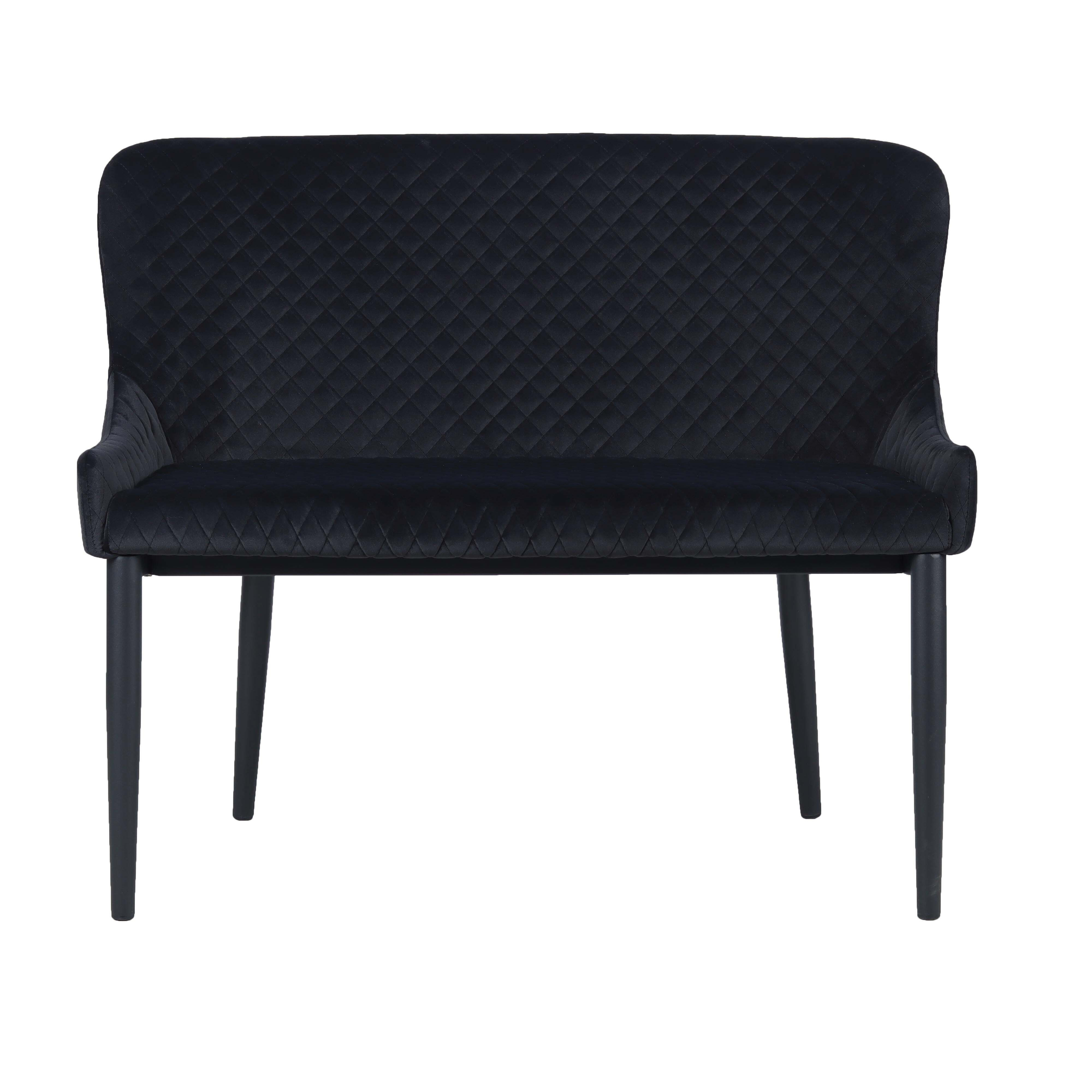 Montreal 2 Seater Dining Bench Seat, Velvet Black by Dunelm | ufurnish.com