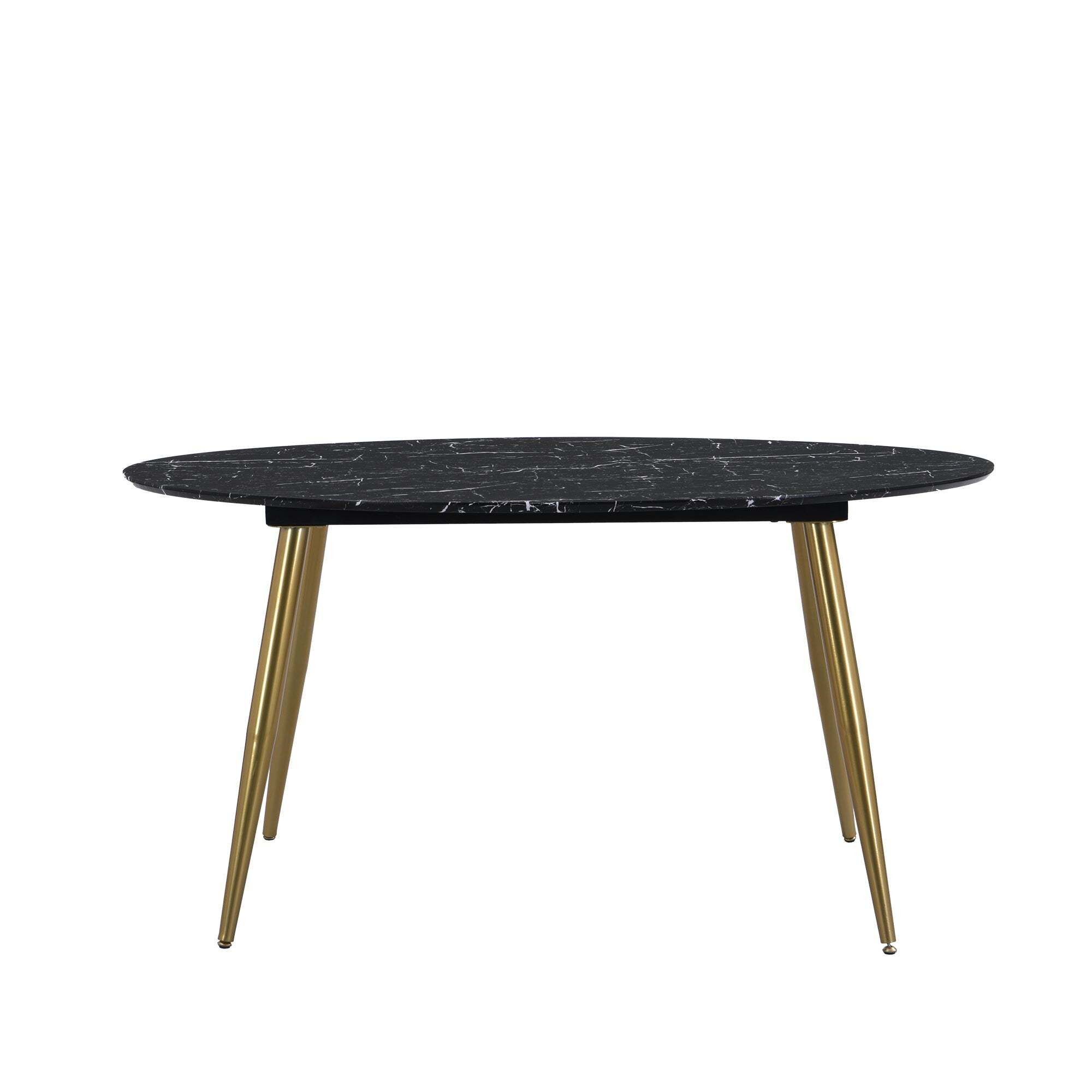 Kendall 6 Seater Oval Dining Table, Marble Effect Black by Dunelm ...