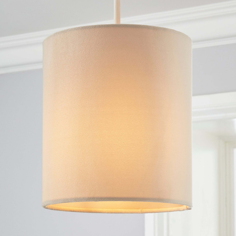 Nesa 18cm Velvet Cylinder Shade Cream by Dunelm | ufurnish.com