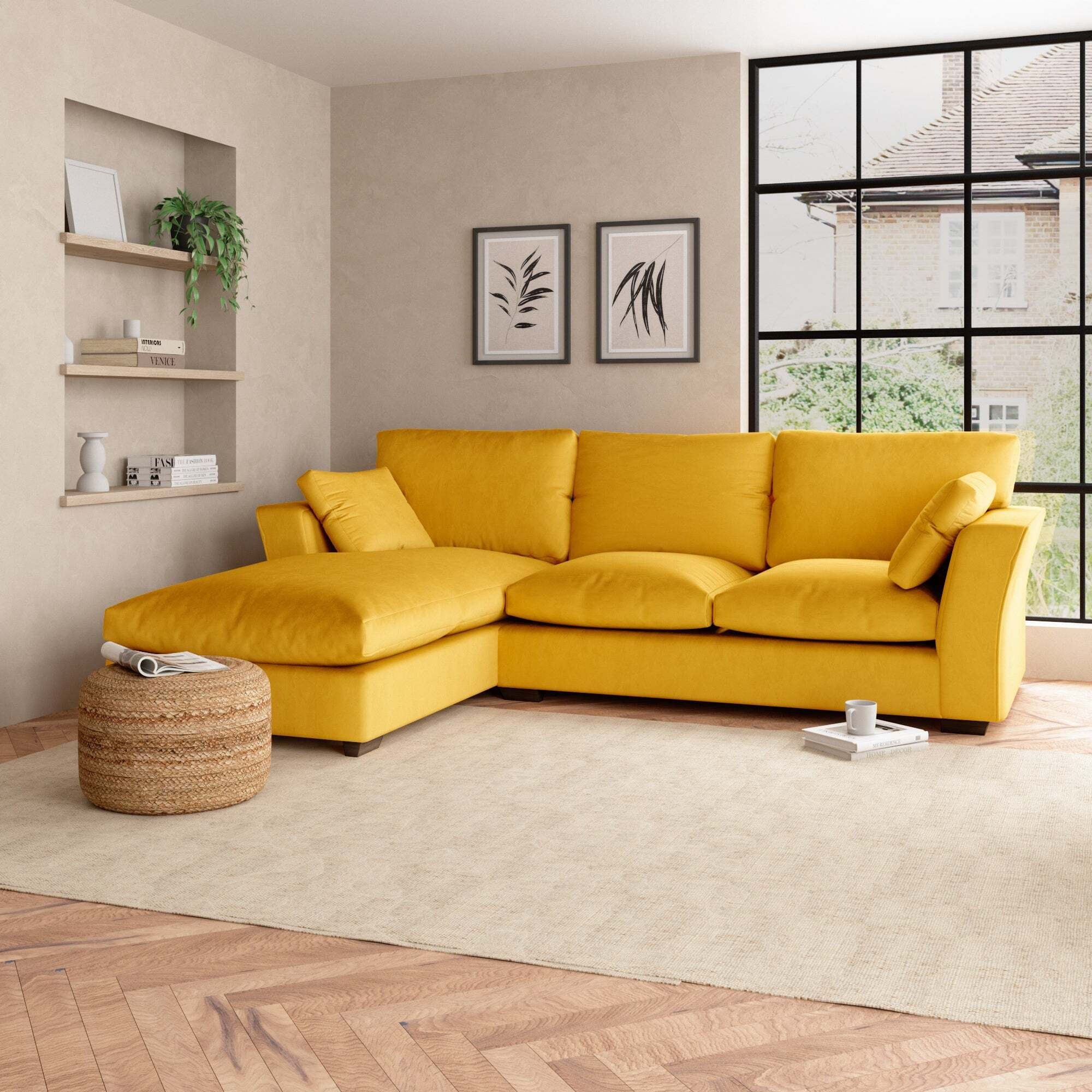 Blakeney Corner Chaise Gold by Dunelm | ufurnish.com