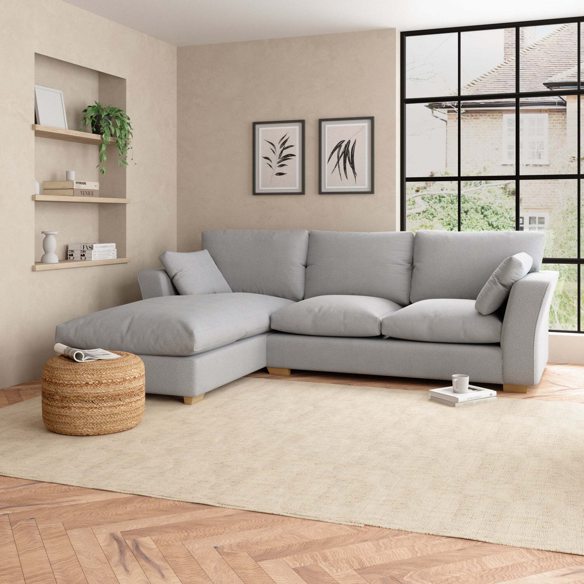 Blakeney Corner Chaise Woolly Marl Warm Grey by Dunelm | ufurnish.com