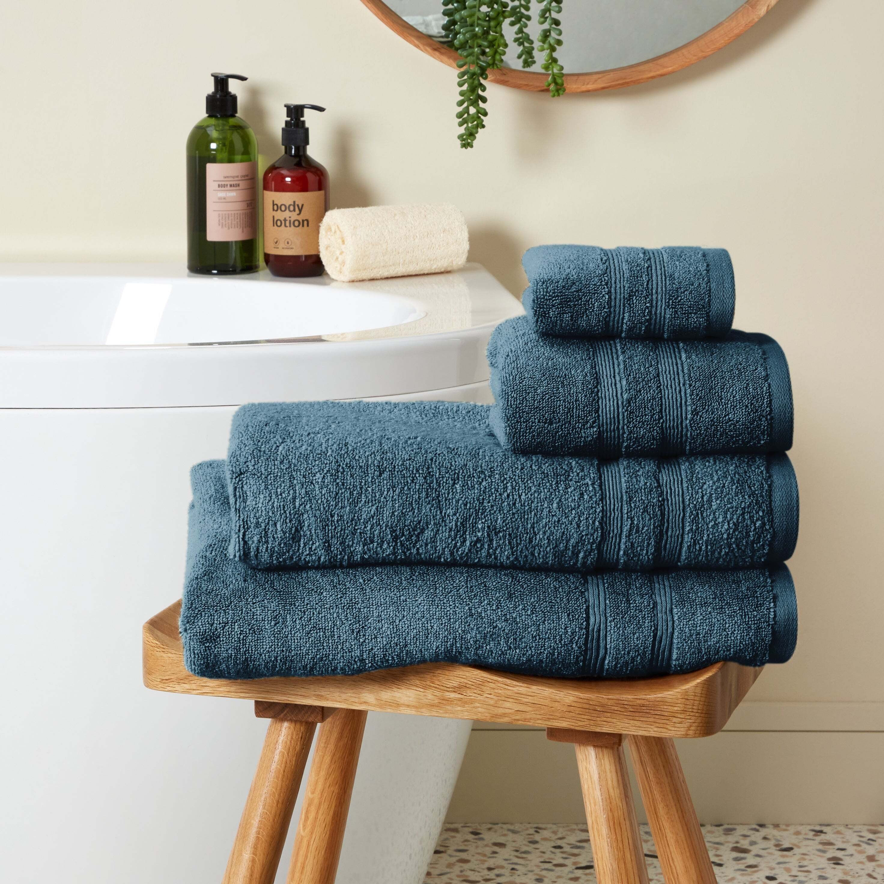 Organic Cotton Blue Towel Blue by Dunelm | ufurnish.com