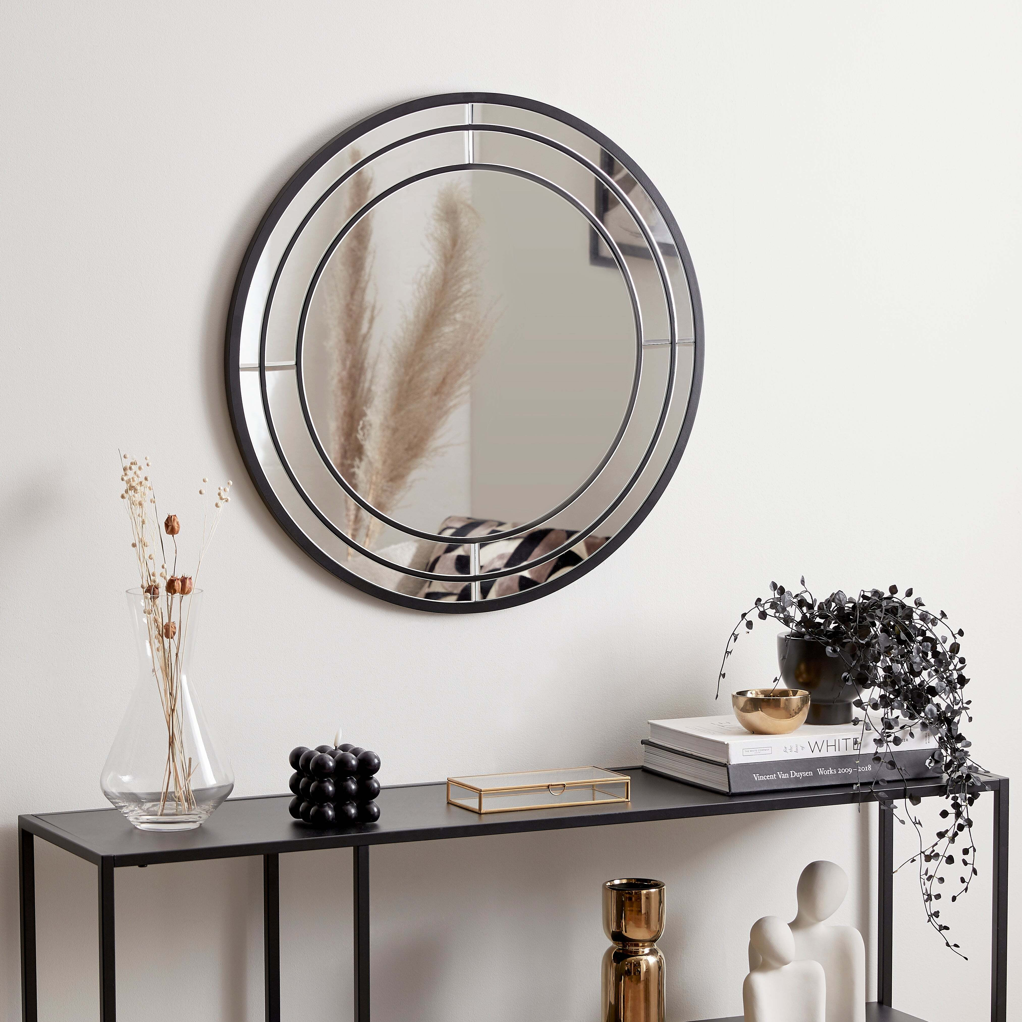 Double Frame Round Wall Mirror, 60cm Black by Dunelm | ufurnish.com