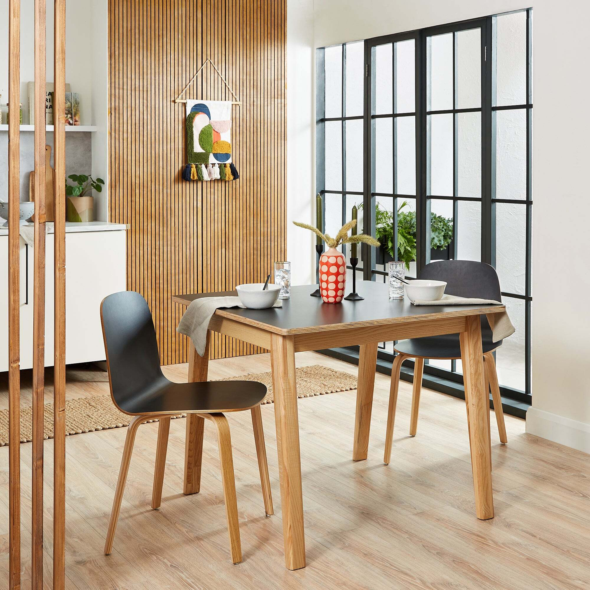 Elements Freja 4 Seater Square Dining Table Brown by Dunelm | ufurnish.com