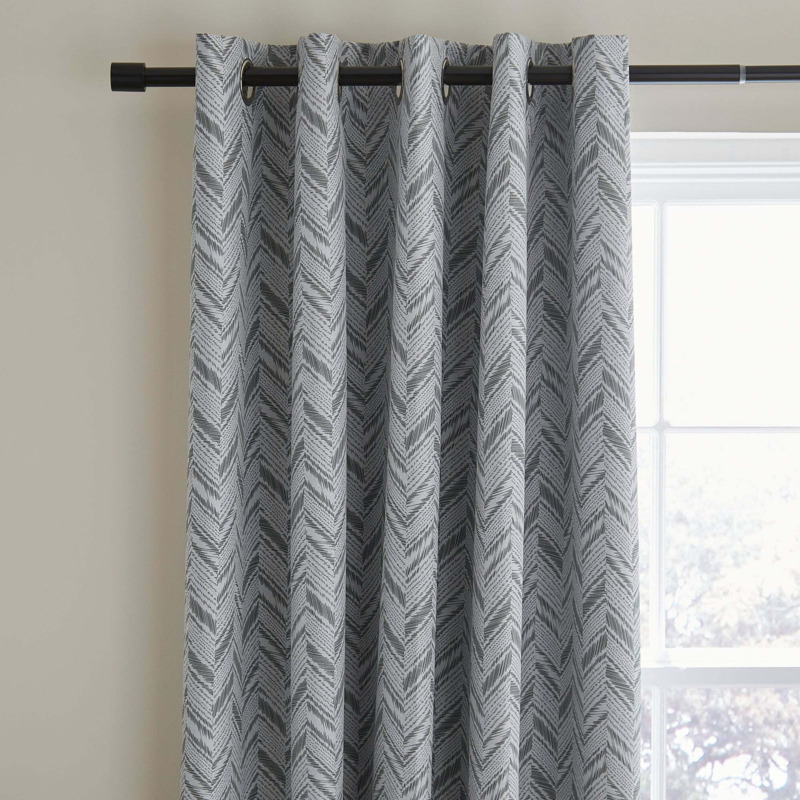 Chevron Printed Grey Blackout Eyelet Curtains Grey/White by Dunelm ...