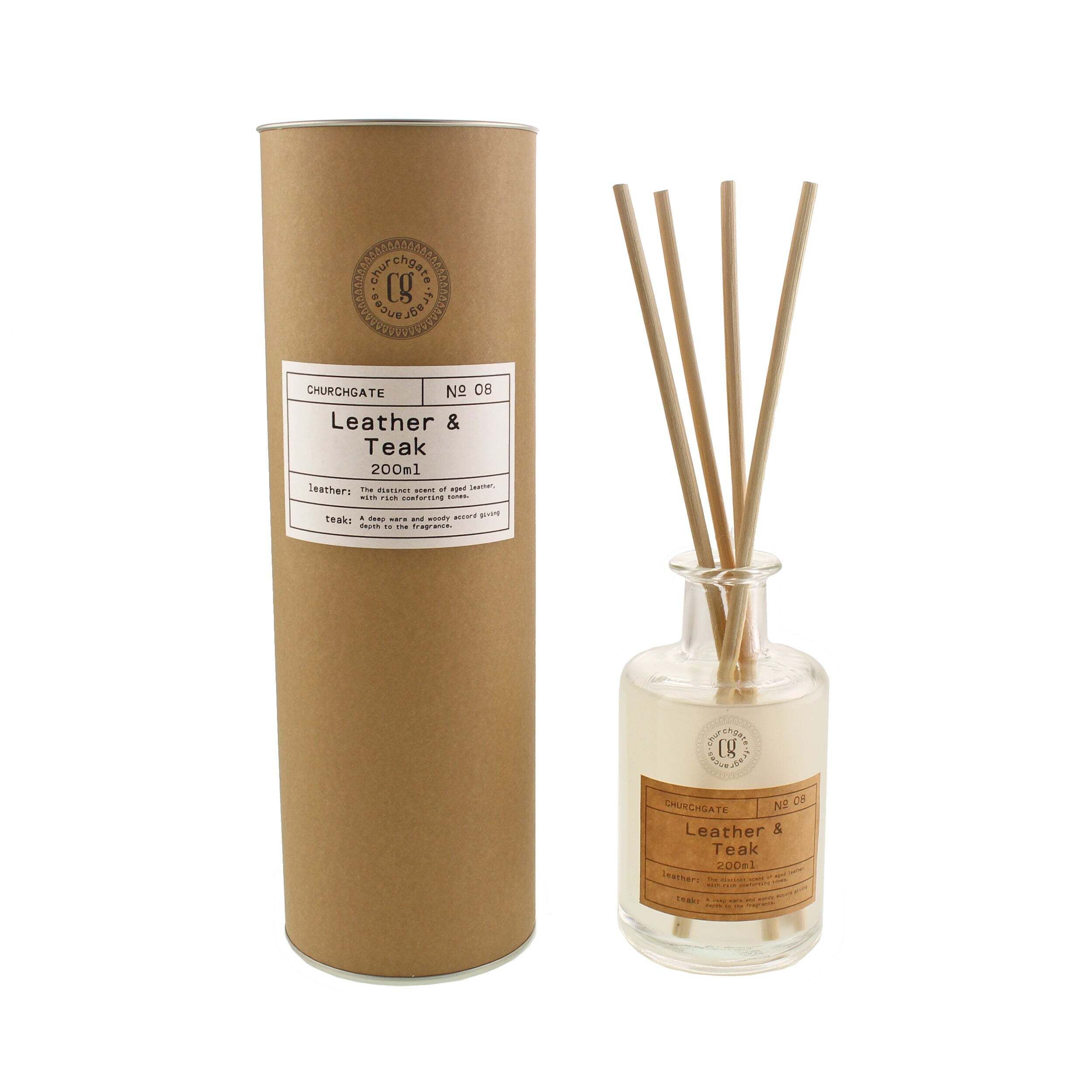 Churchgate Leather & Teak Diffuser, 200ml Brown by Dunelm | ufurnish.com