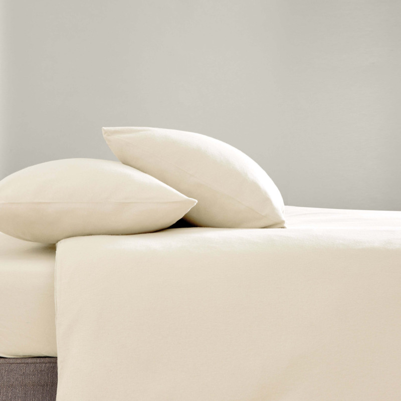 Simply 100% Brushed Cotton Fitted Sheet Cream by Dunelm | ufurnish.com