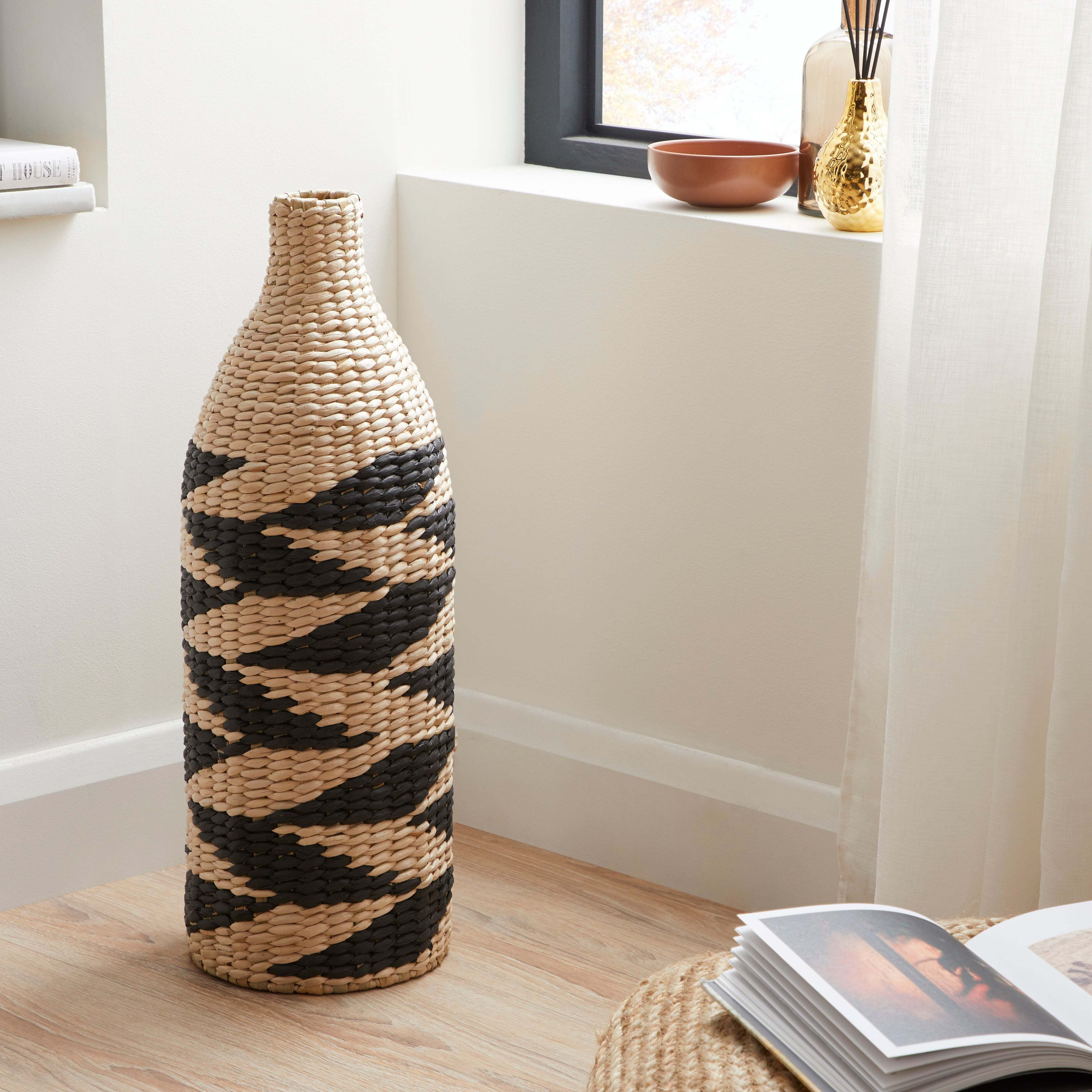 Large Woven Bottle Vase Beige by Dunelm | ufurnish.com