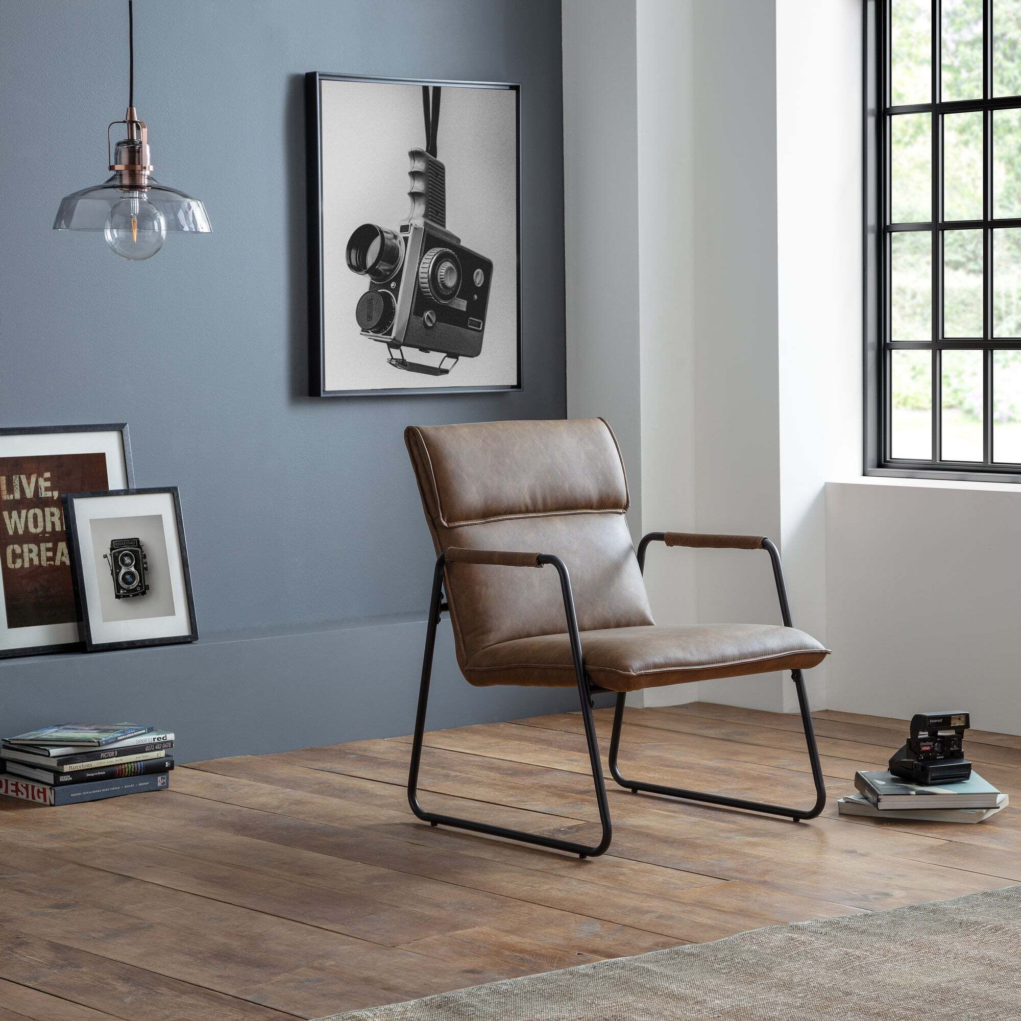 Gramercy Faux Leather Chair Brown by Dunelm | ufurnish.com