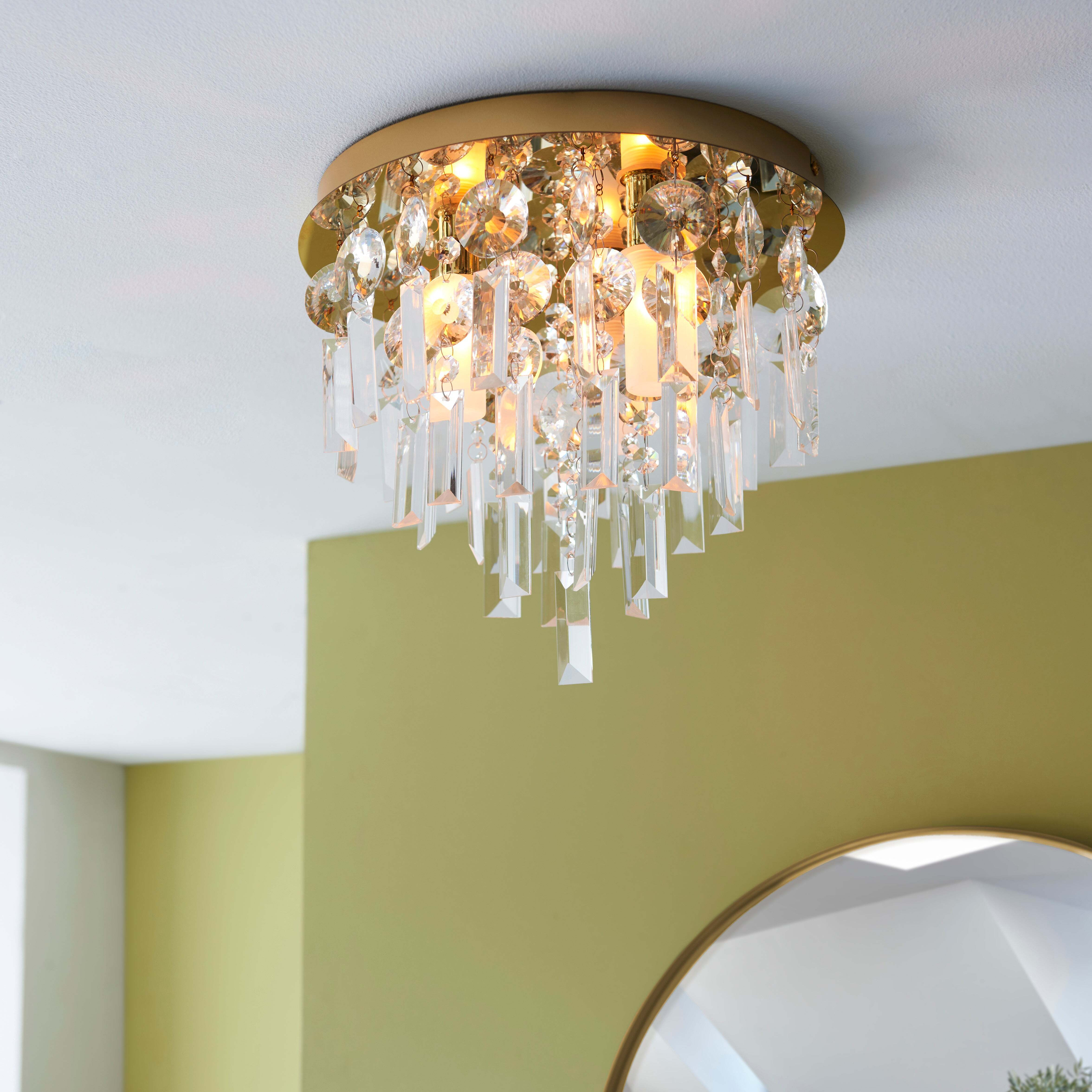 Bel Air Satin Gold Bathroom 3 Light Flush Ceiling Fitting Gold by ...