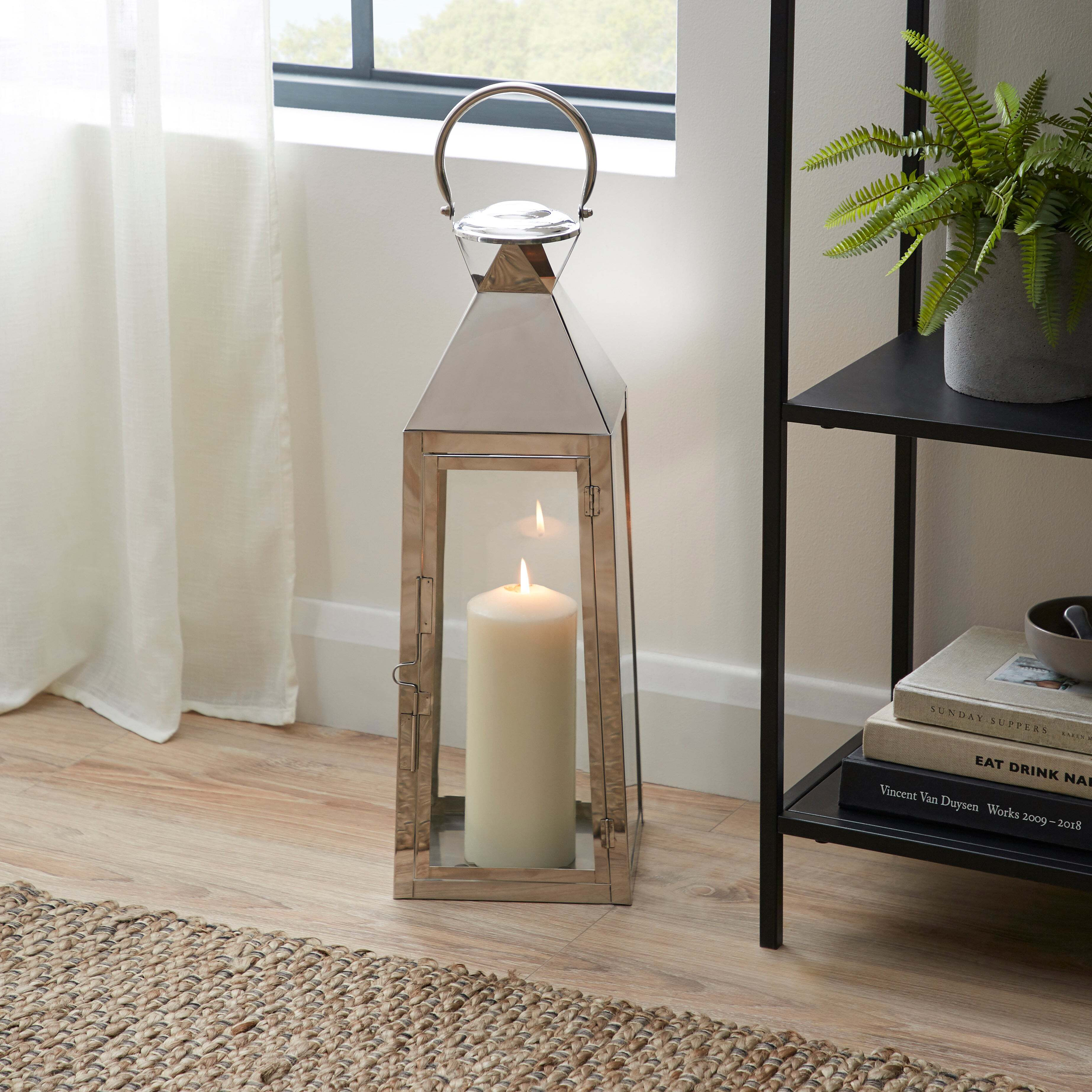Extra Large Lantern 58cm Silver by Dunelm | ufurnish.com