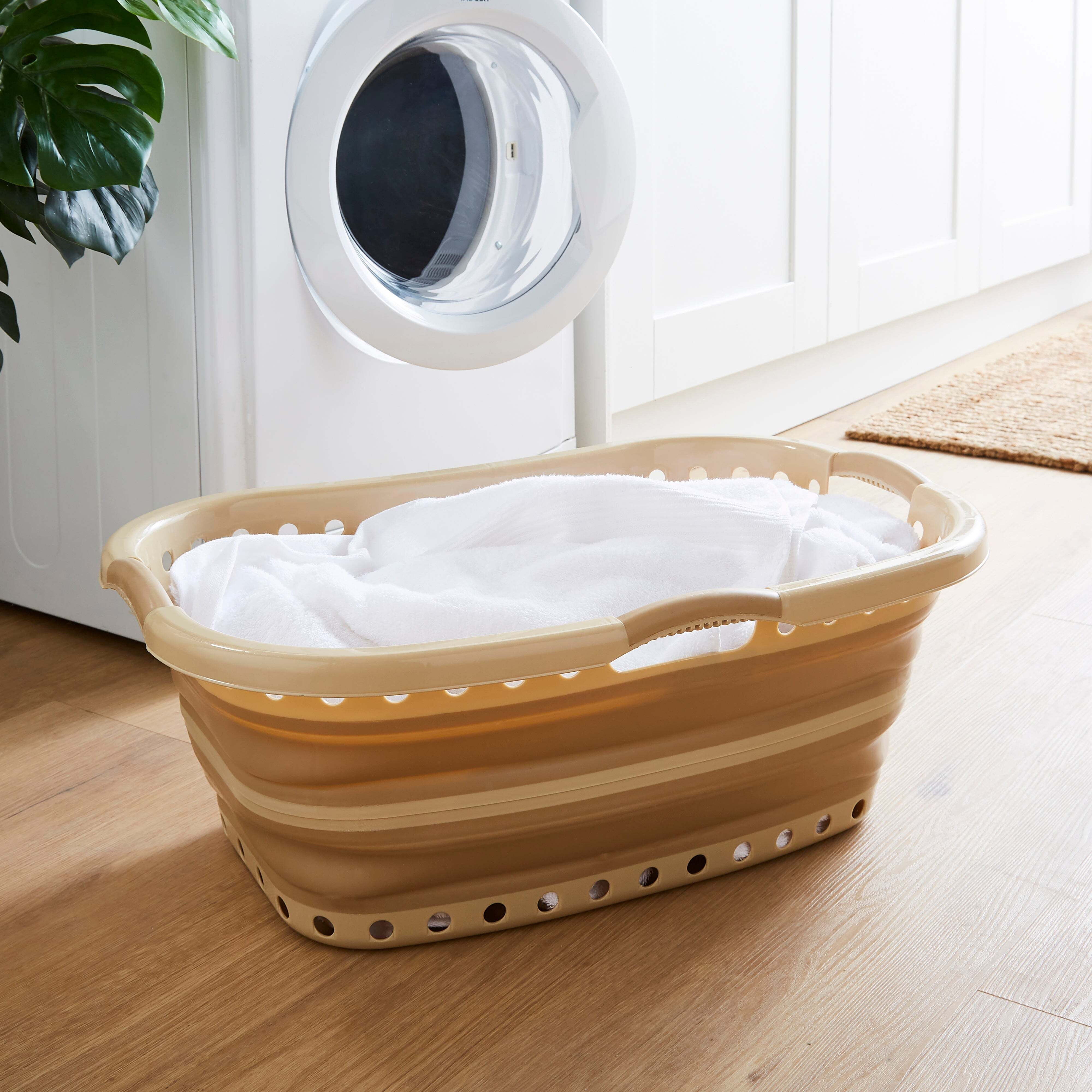 Collapsible Laundry Basket Hipster Warm Sand by Dunelm | ufurnish.com