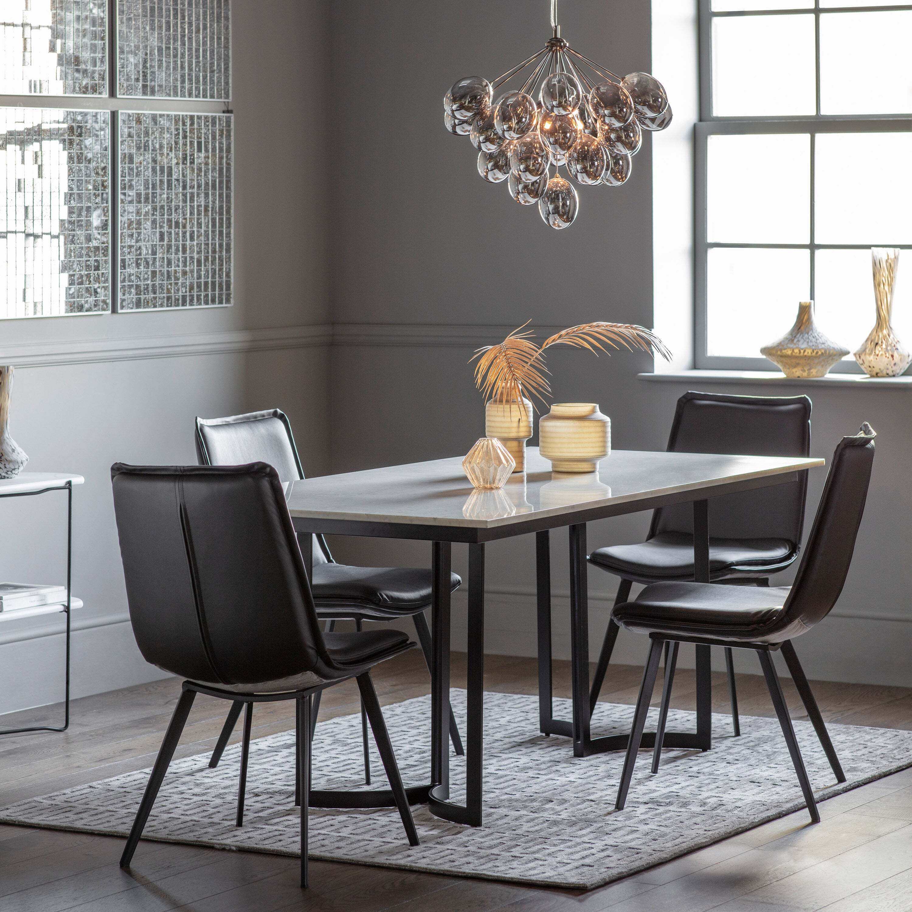 Cadotte 6 Seater Dining Table, Marble Cadotte Black by Dunelm ...