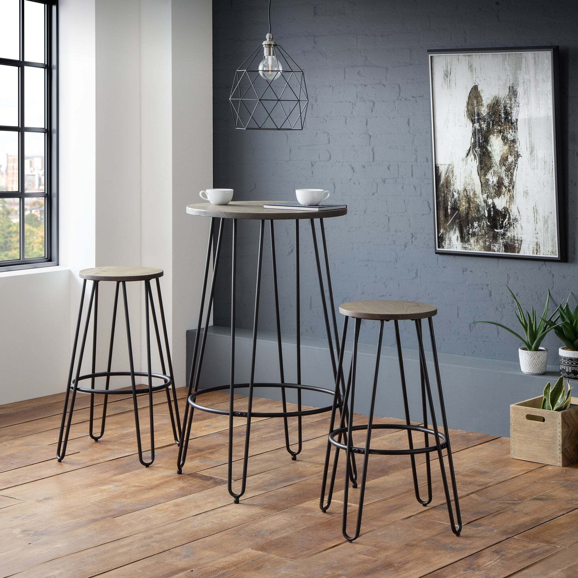Dalston 4 Seater Round Bar Table Brown/Black by Dunelm | ufurnish.com