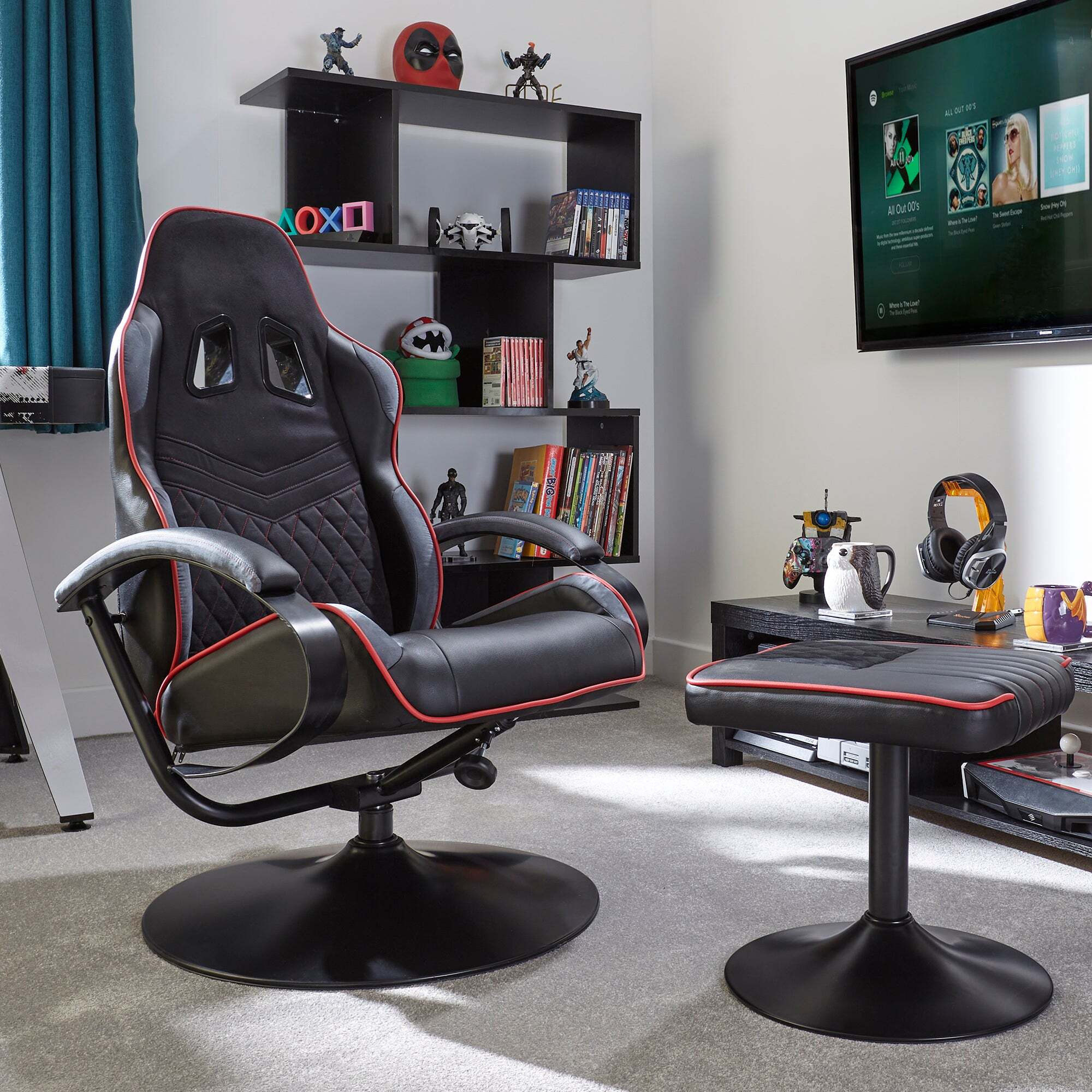 X Rocker Play Milano MultiMedia Reclining Chair with Footstool Black by ...