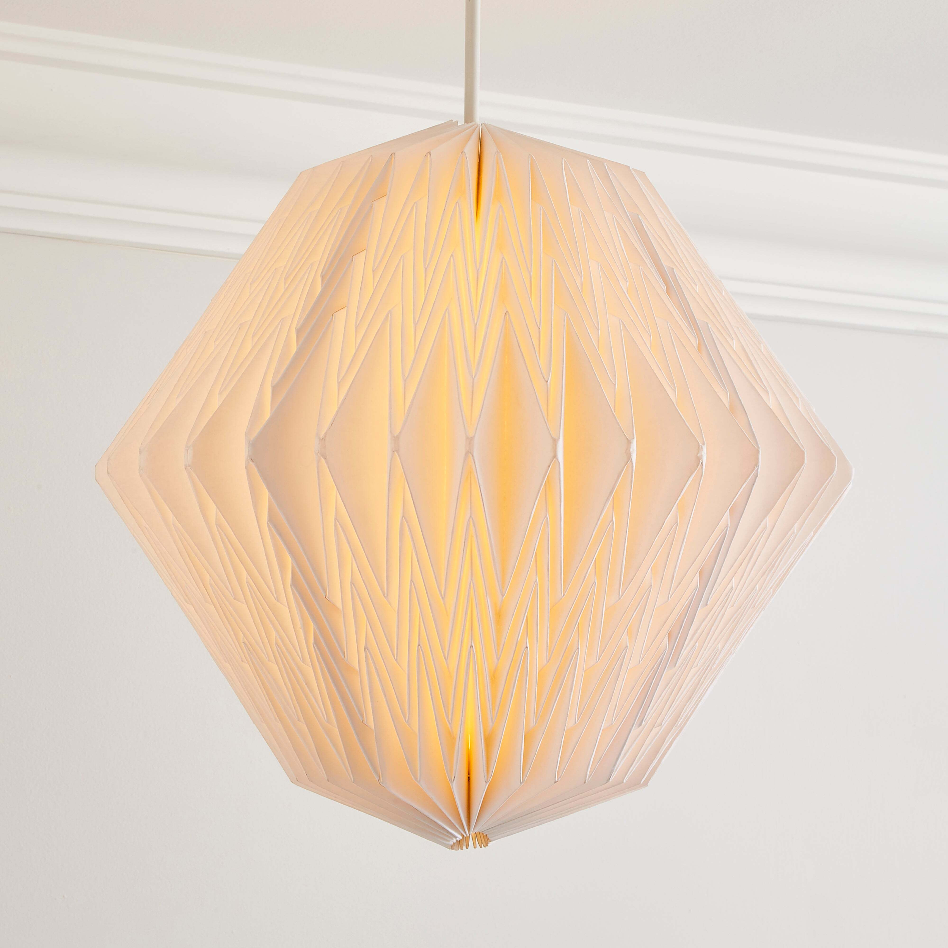 Origami Diamond Pendant 40cm White by Dunelm | ufurnish.com