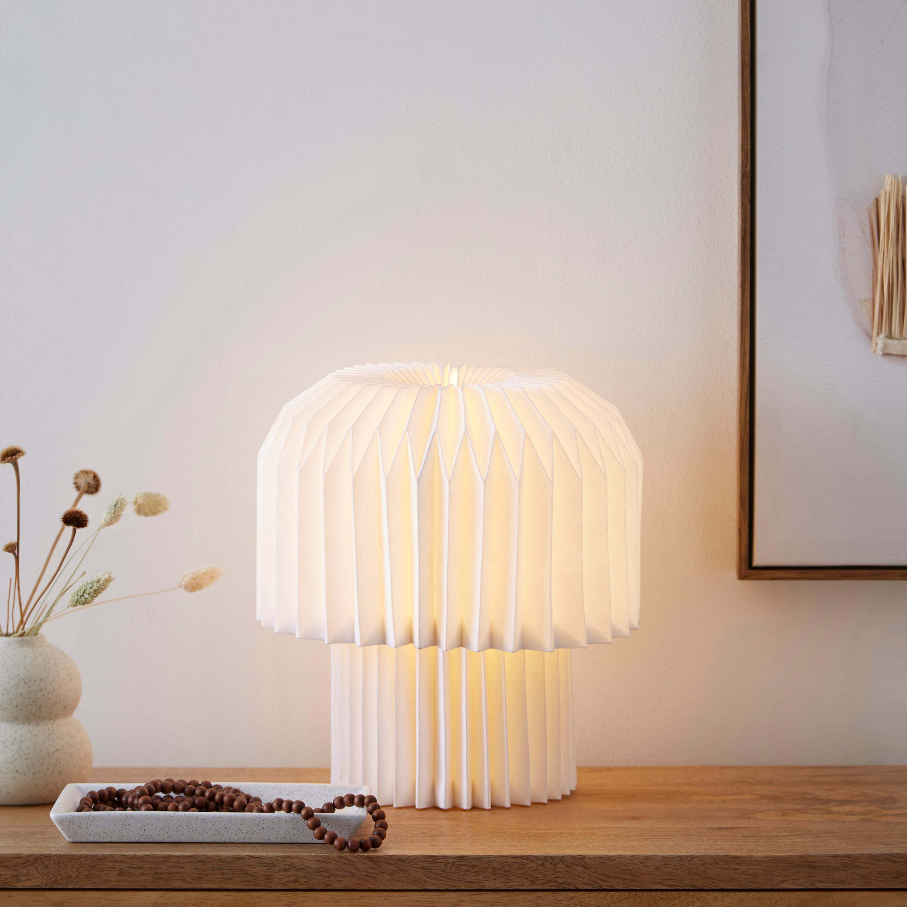 Origami Paper Table Lamp 38cm Mushroom White by Dunelm | uFurnish.com