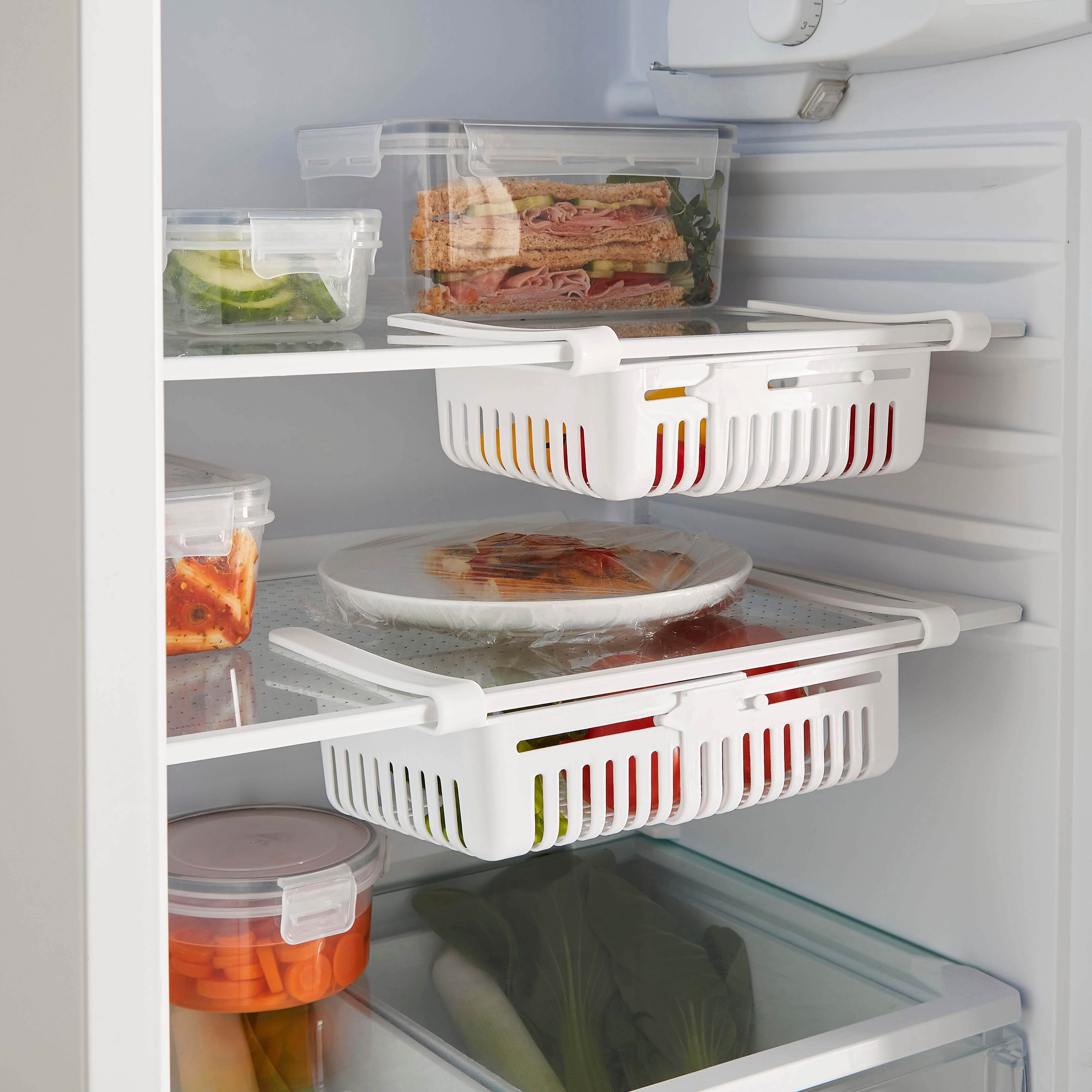 Set of 2 Expandable Fridge Storage Baskets White by Dunelm | ufurnish.com