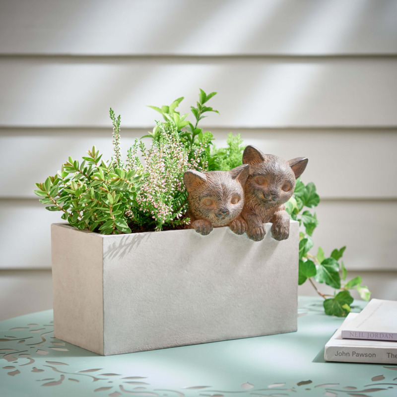 Duo of Cats Planter Black by Dunelm | ufurnish.com
