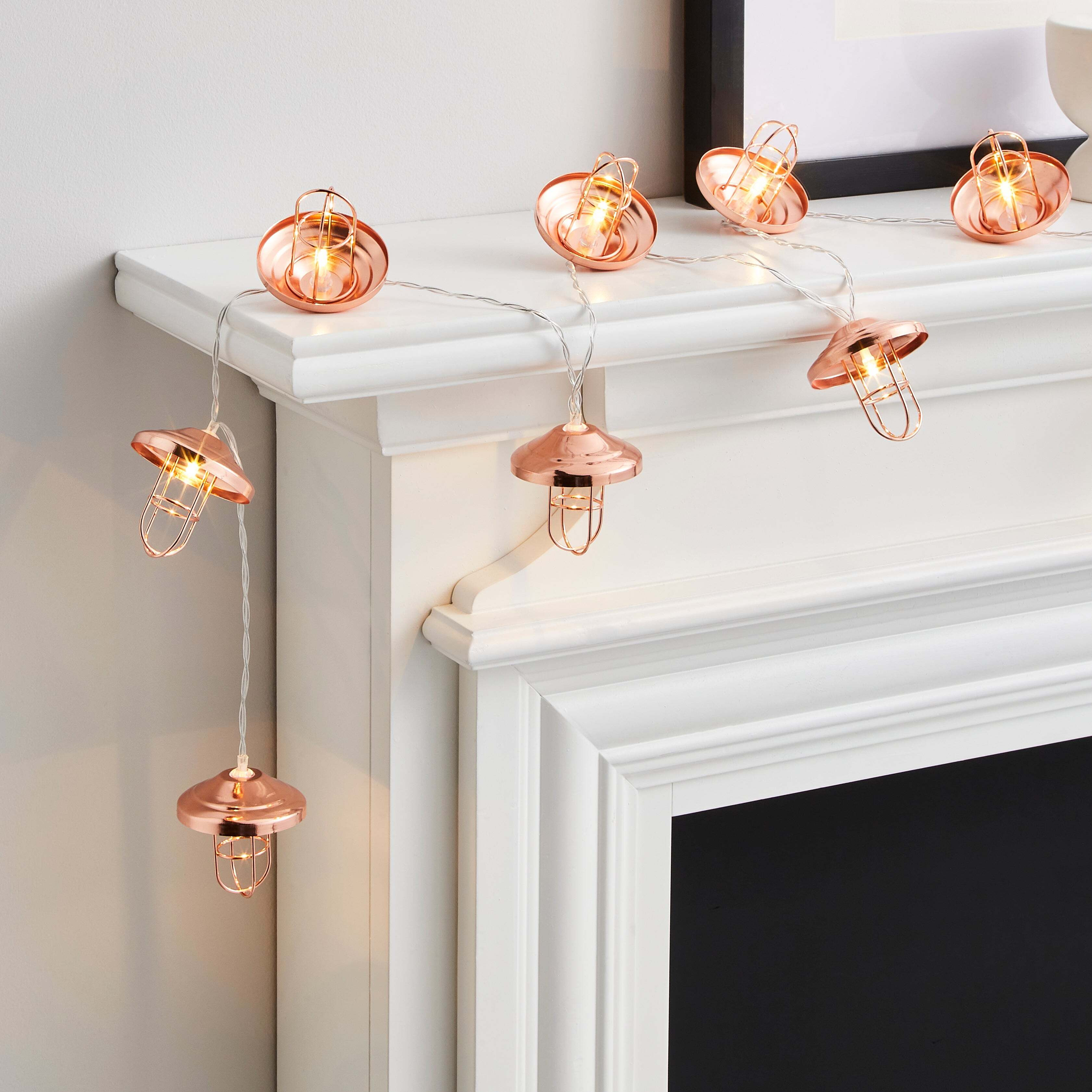 Metal Lantern LED String Lights Gold by Dunelm | ufurnish.com