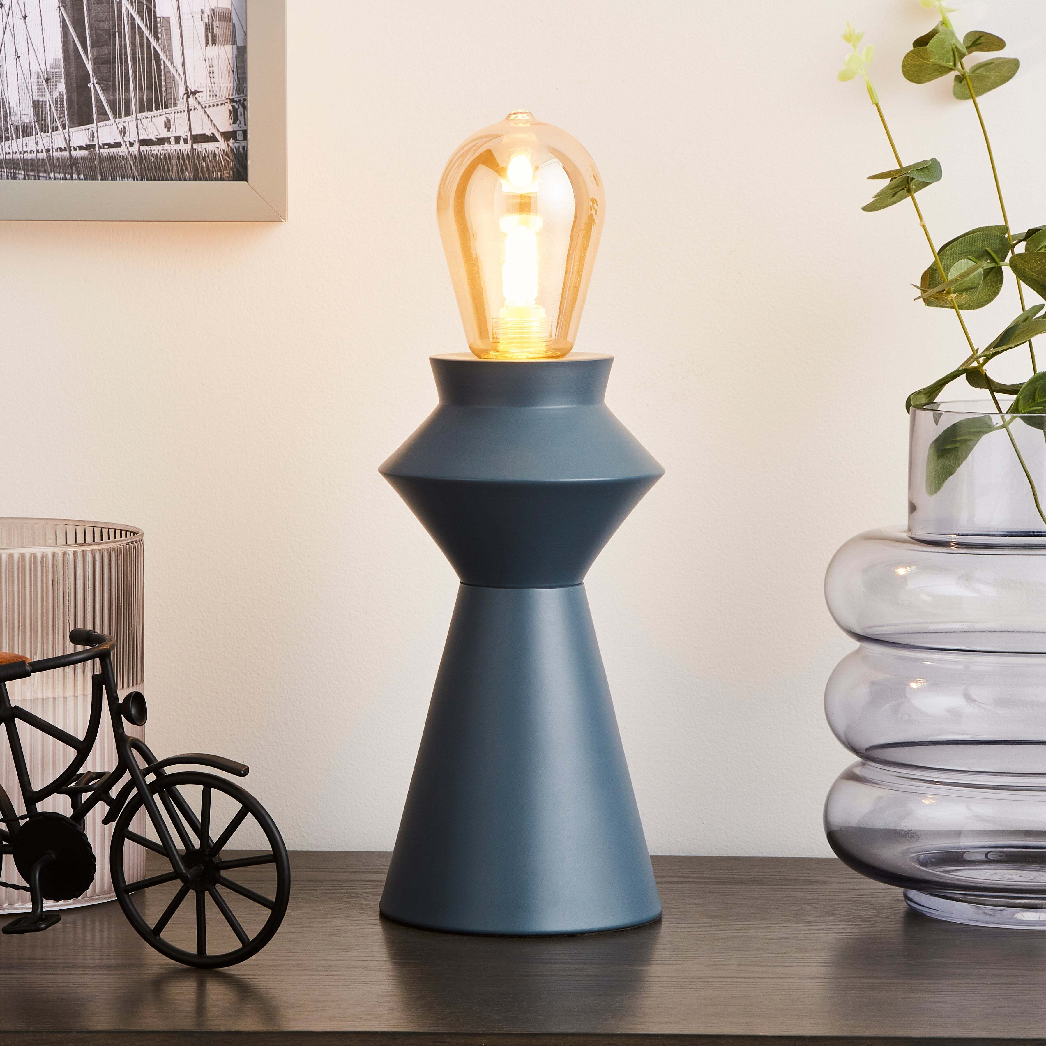 Geometric Shaped Table Lamp Grey by Dunelm | ufurnish.com