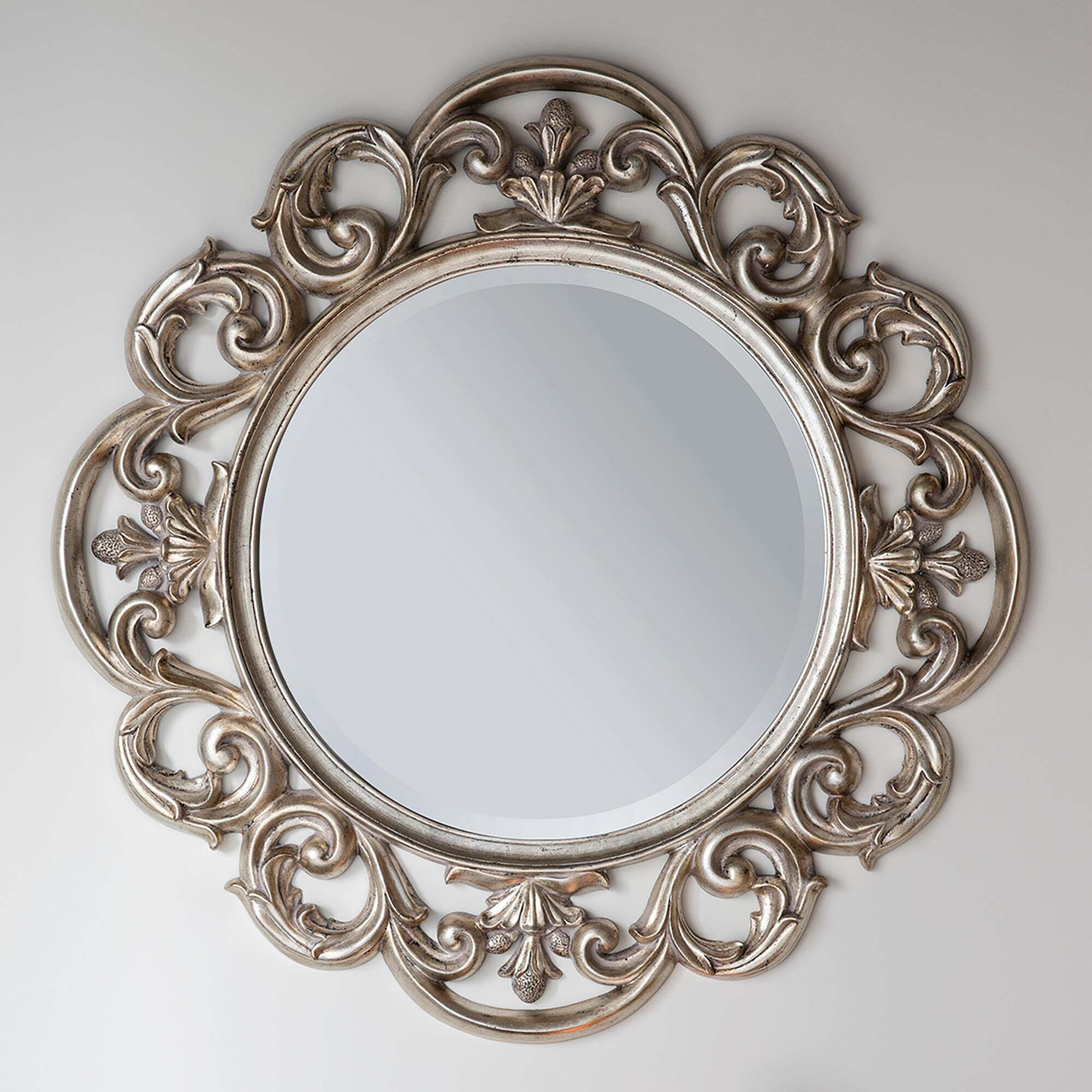 Athol Round Wall Mirror, Silver 93cm Silver by Dunelm | ufurnish.com