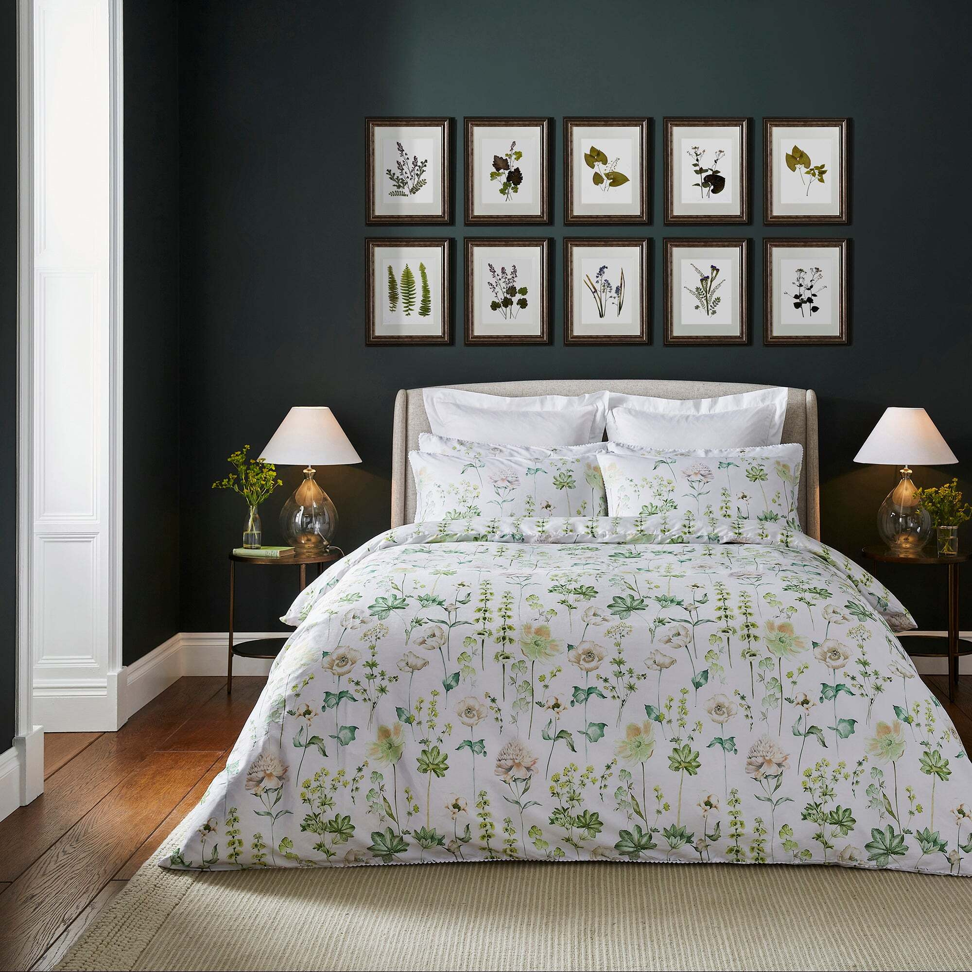 Dorma Flora Botanica Cotton Duvet Cover and Pillowcase Set White by ...