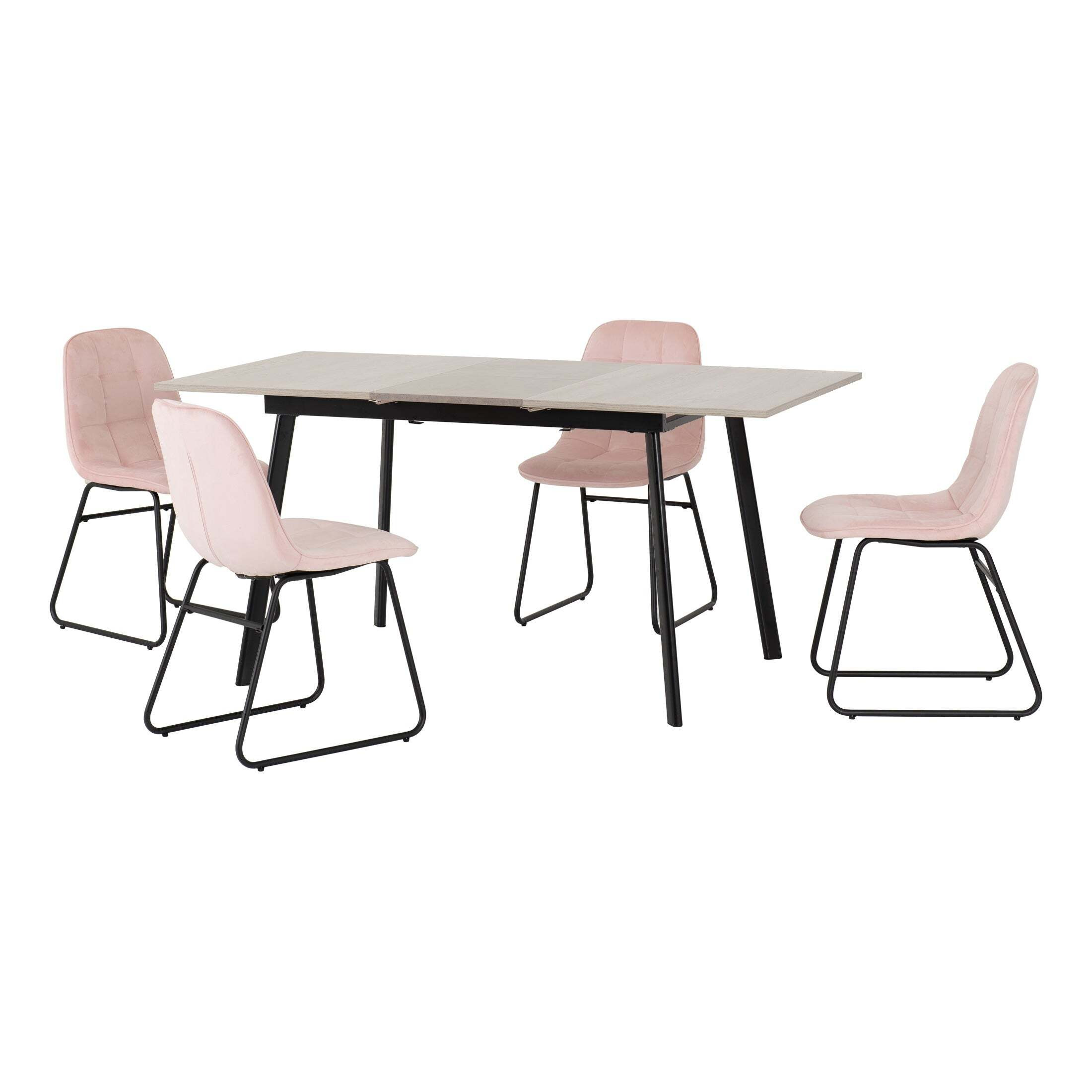 Avery Rectangular Extendable Dining Table with 4 Lukas Chairs Pink by ...
