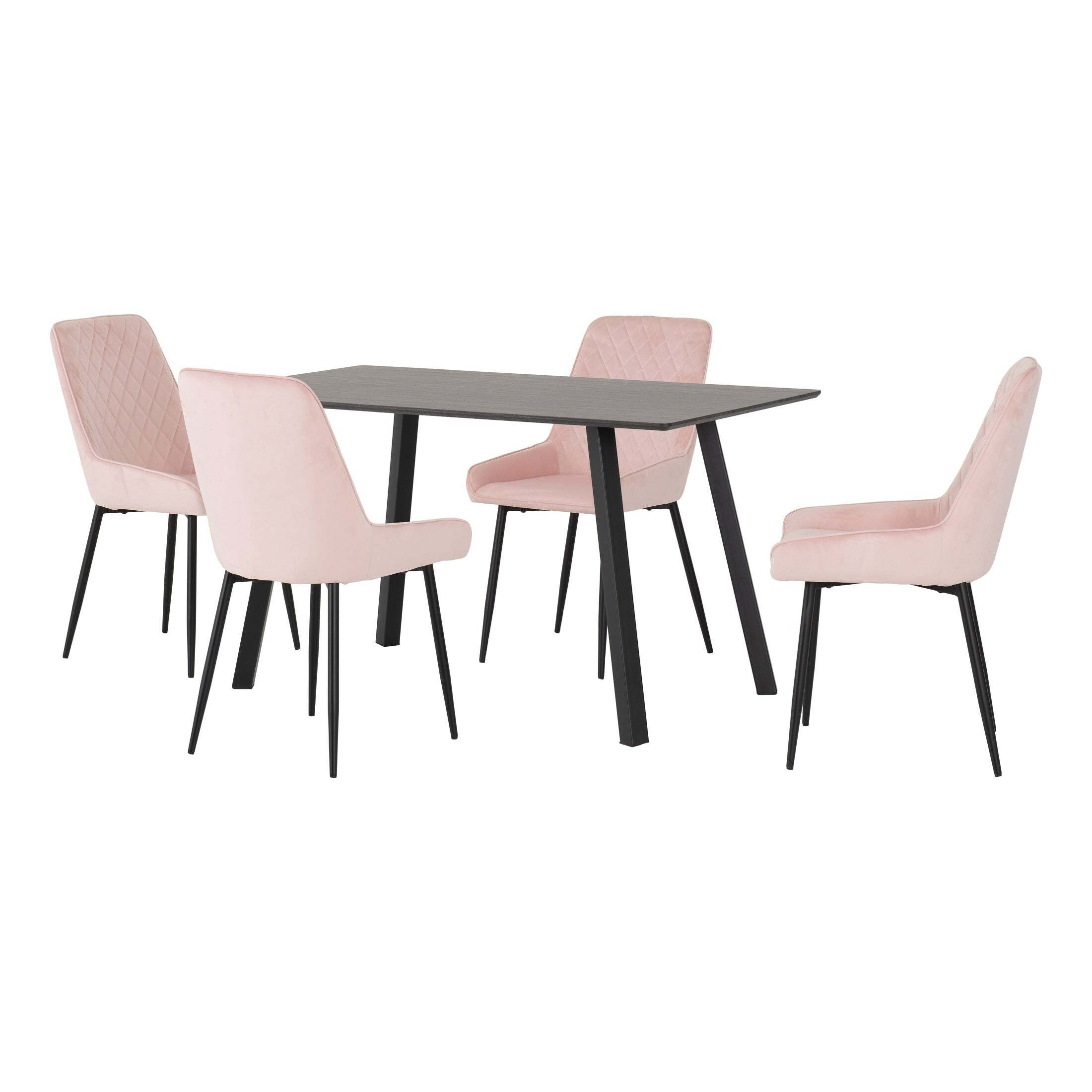 Berlin Rectangular Dining Table with 4 Avery Chairs Pink by Dunelm ...