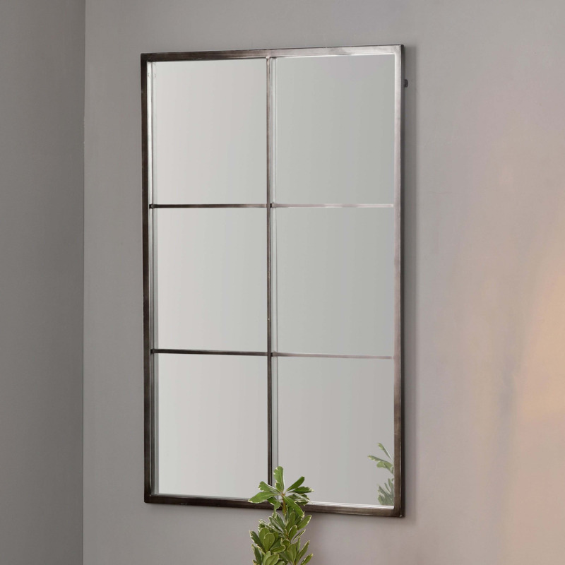 6 Section Rectangular Wall Mirror, Dark Grey 70x110cm Dark Grey by ...