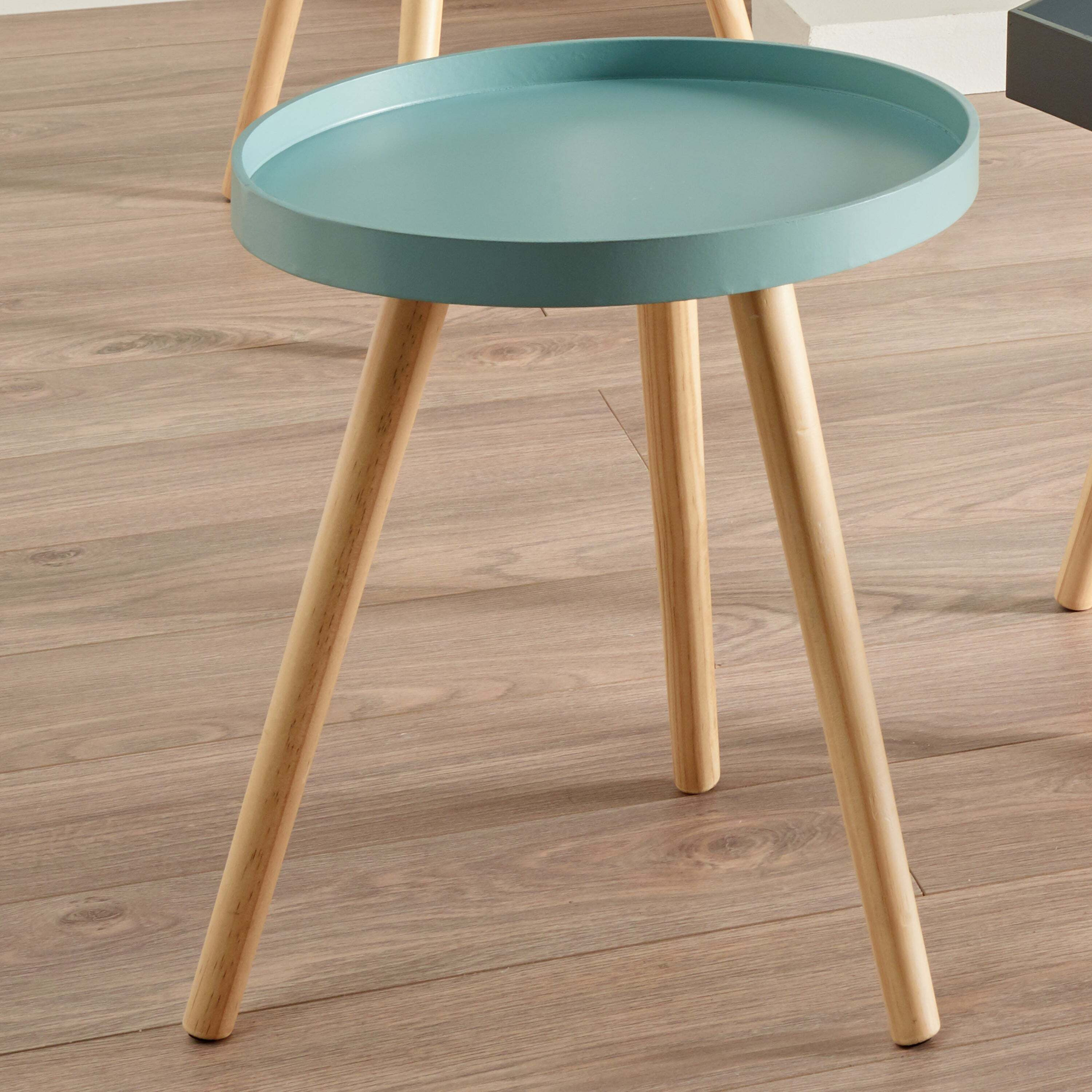 Pacific Halston Natural Pine Wood Small Side Table Light Blue by Dunelm ...