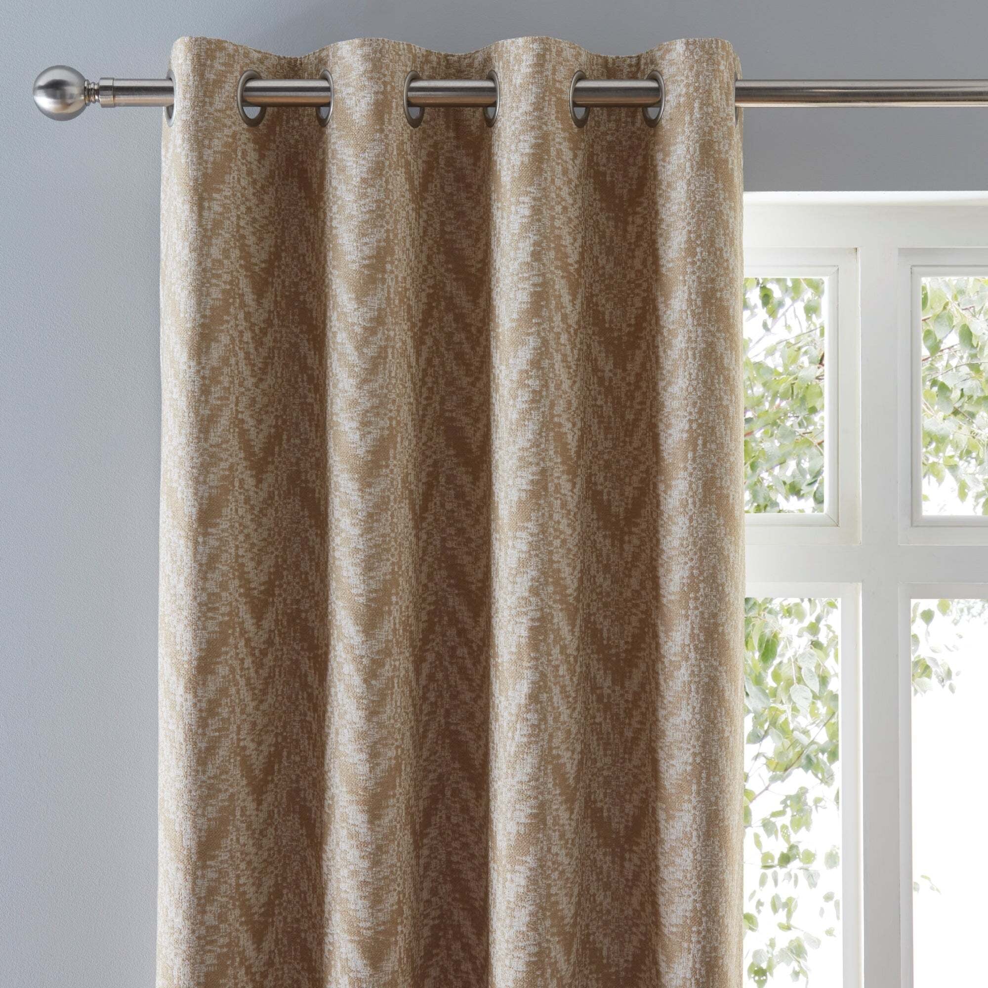 Woven Chevron Natural Eyelet Curtains Brown by Dunelm | ufurnish.com