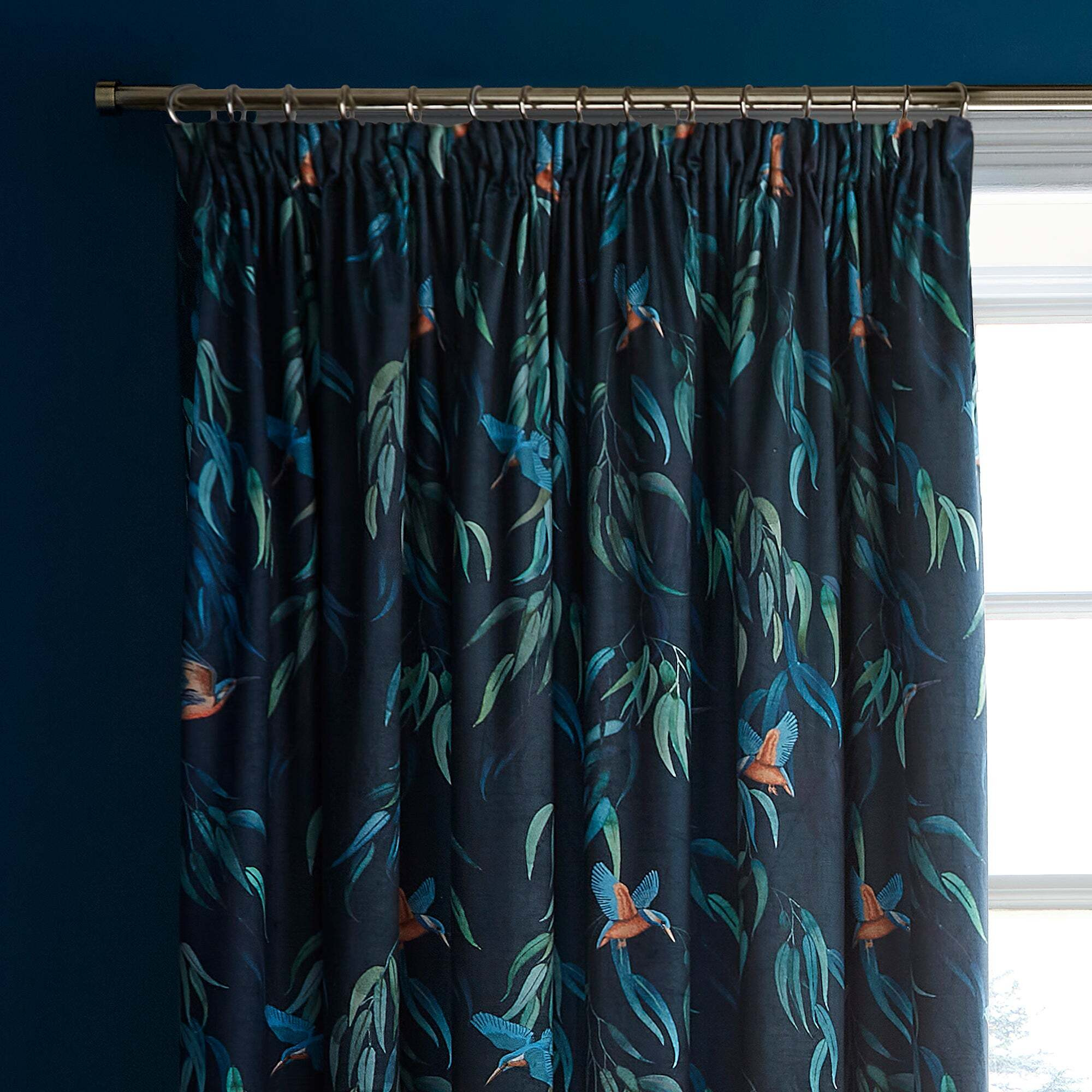Kingfisher Peacock Pencil Pleat Curtains Green by Dunelm | ufurnish.com
