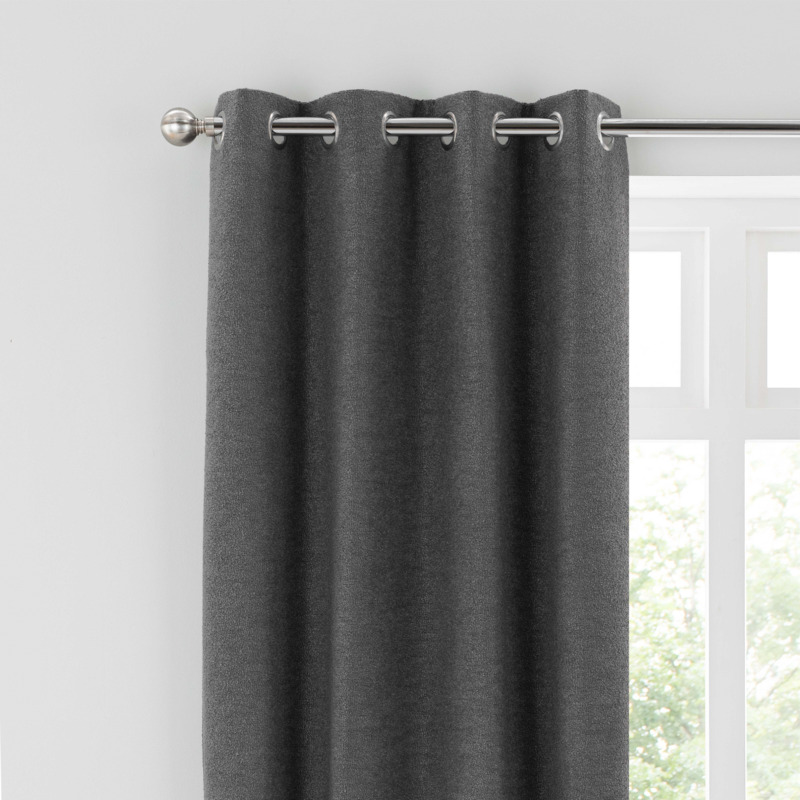 Boucle Graphite Eyelet Curtains Grey by Dunelm | ufurnish.com