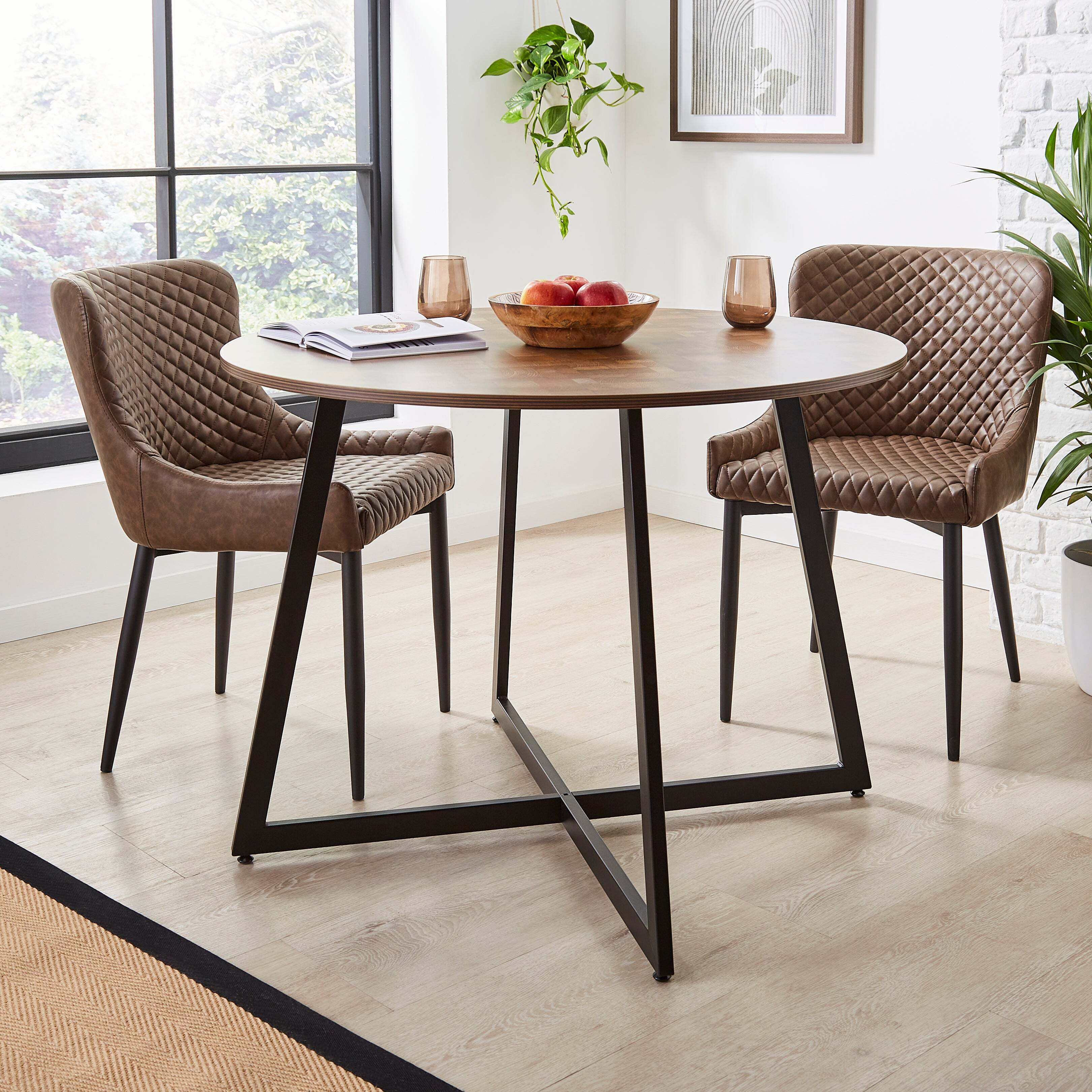 Brayden 4 Seater Round Dining Table Black by Dunelm | ufurnish.com