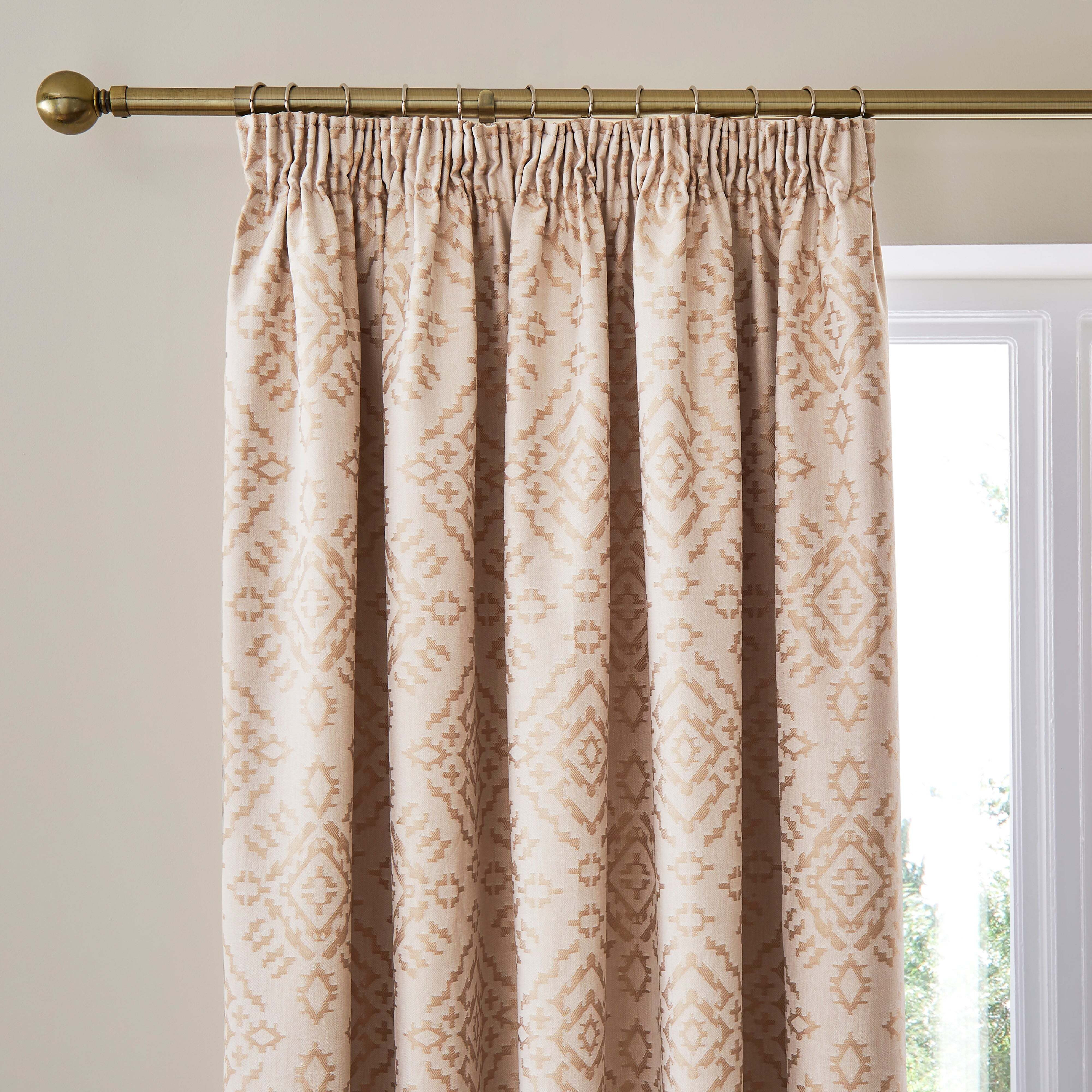 Azira Blackout Pencil Pleat Curtains Beige by Dunelm | ufurnish.com