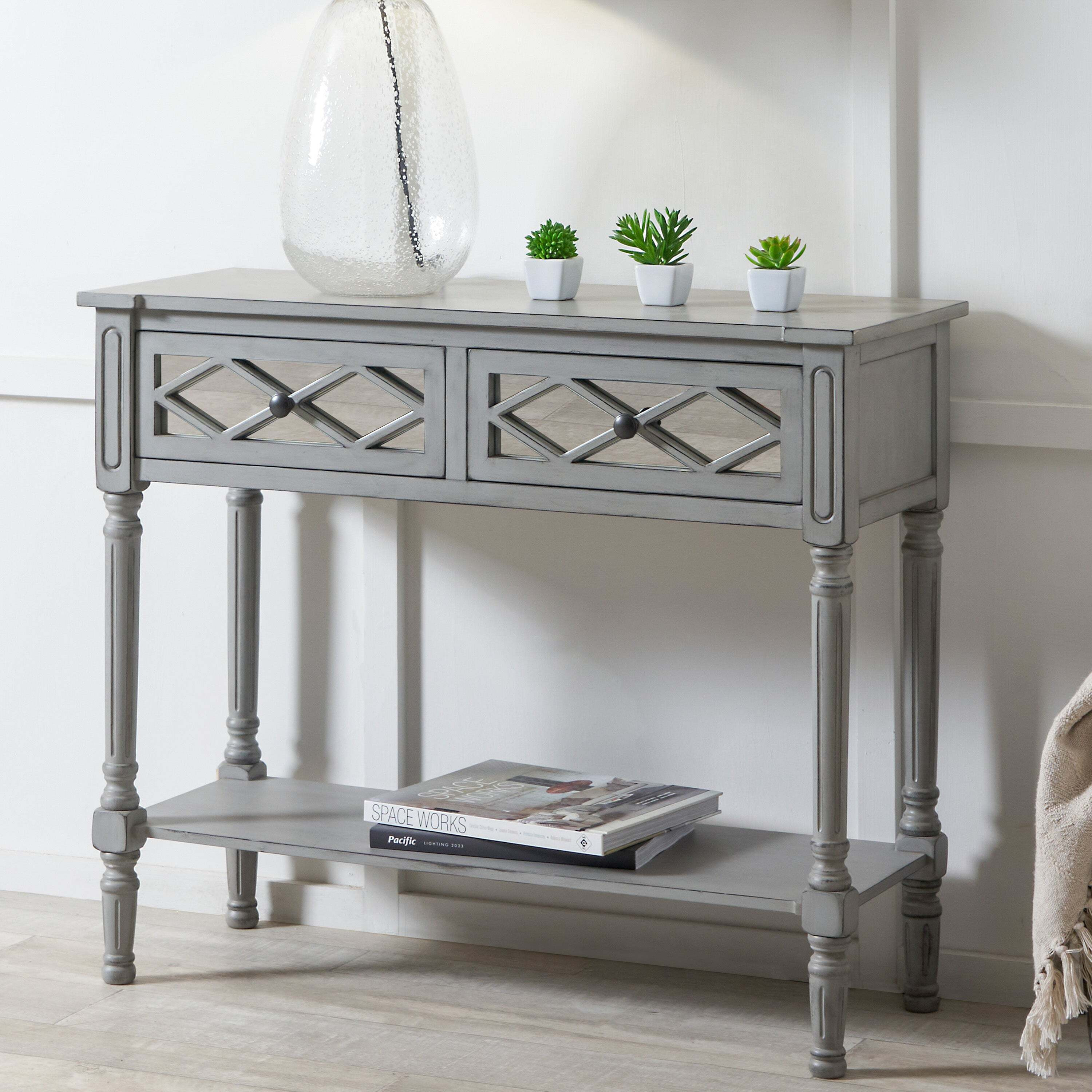 Pacific Puglia Console Table, Painted Pine Grey by Dunelm | ufurnish.com