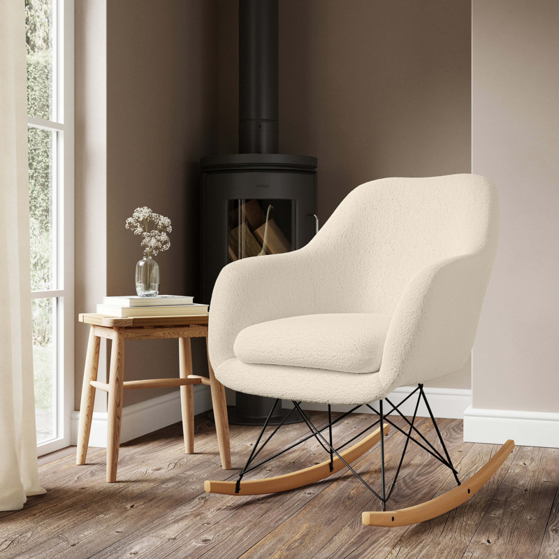 Iris Sherpa Rocking Chair Sherpa Ivory by Dunelm | ufurnish.com