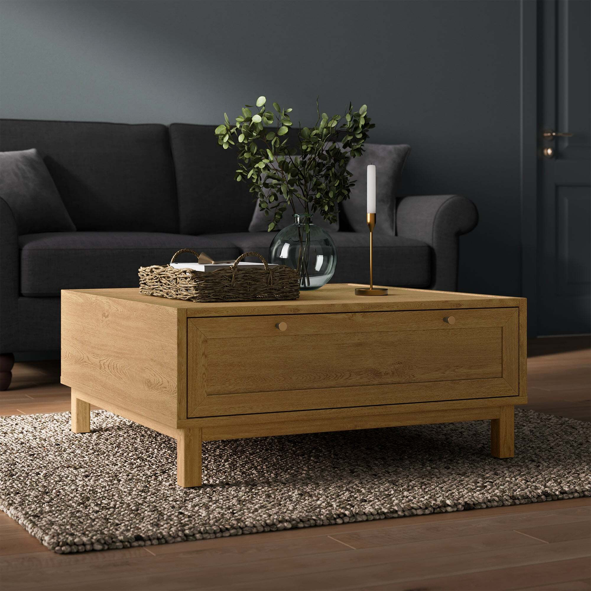 Hadley Coffee Table with Drawer Oak by Dunelm | ufurnish.com