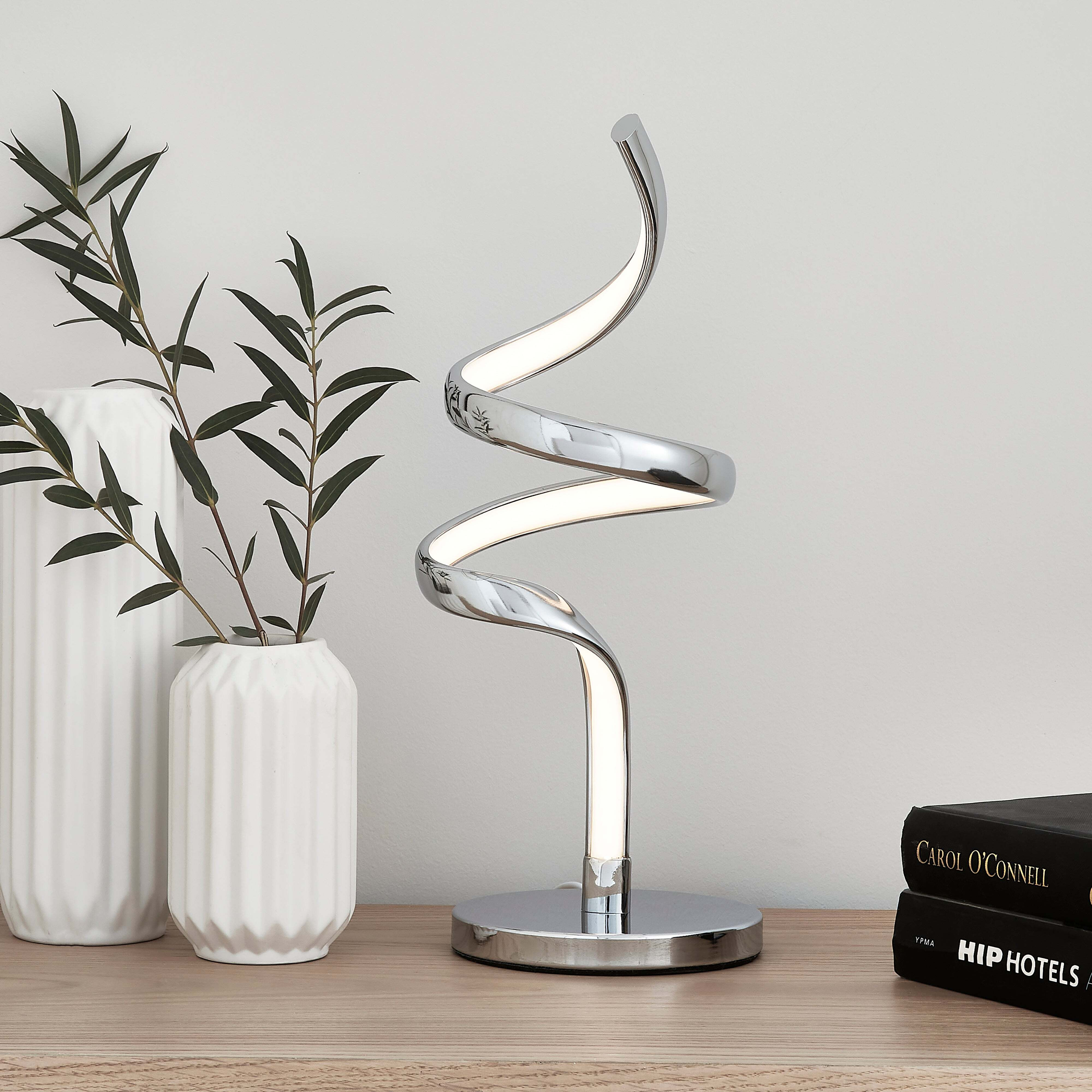 Aylin Integrated LED Touch Table Lamp Chrome by Dunelm | ufurnish.com