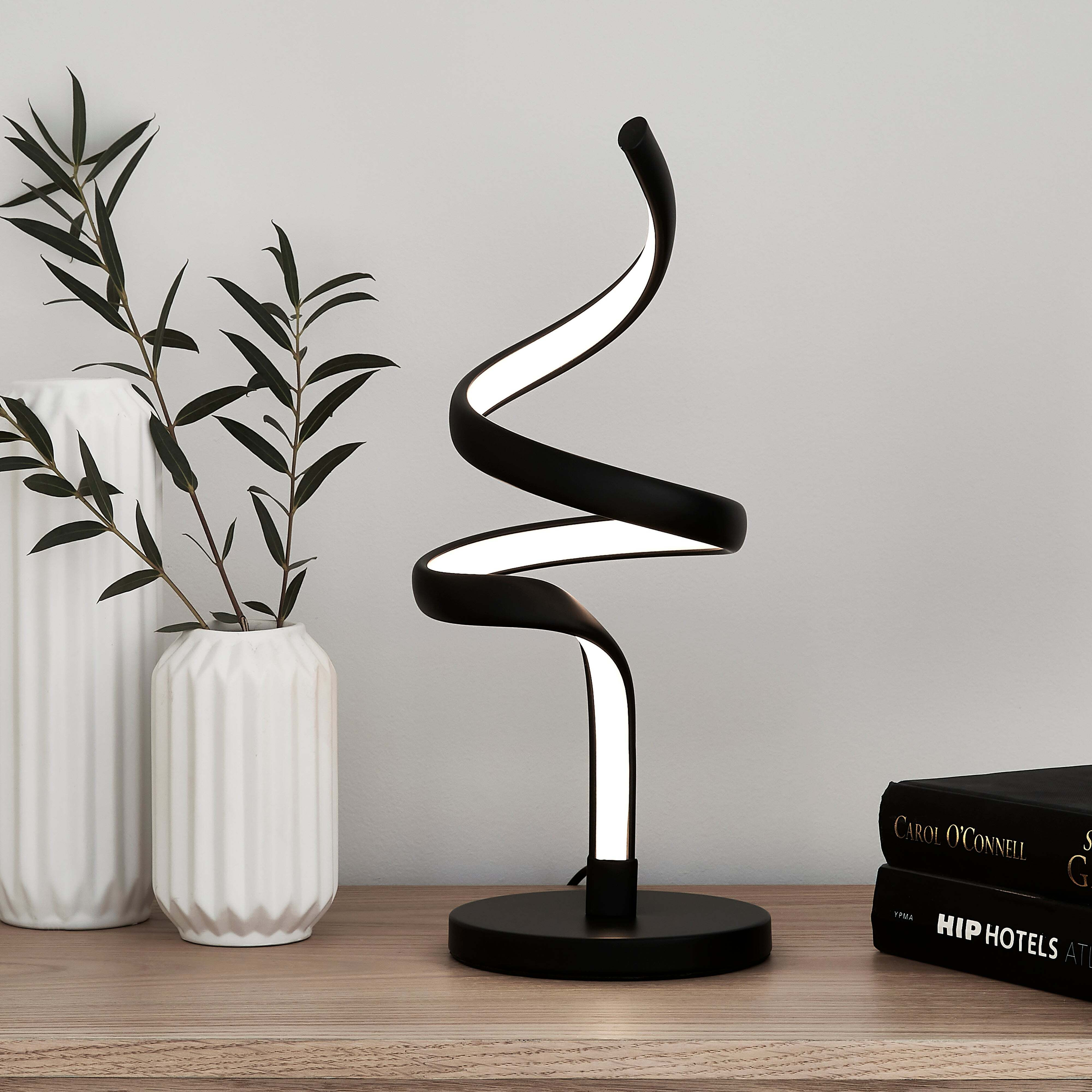Aylin Integrated LED Touch Table Lamp Black by Dunelm | ufurnish.com