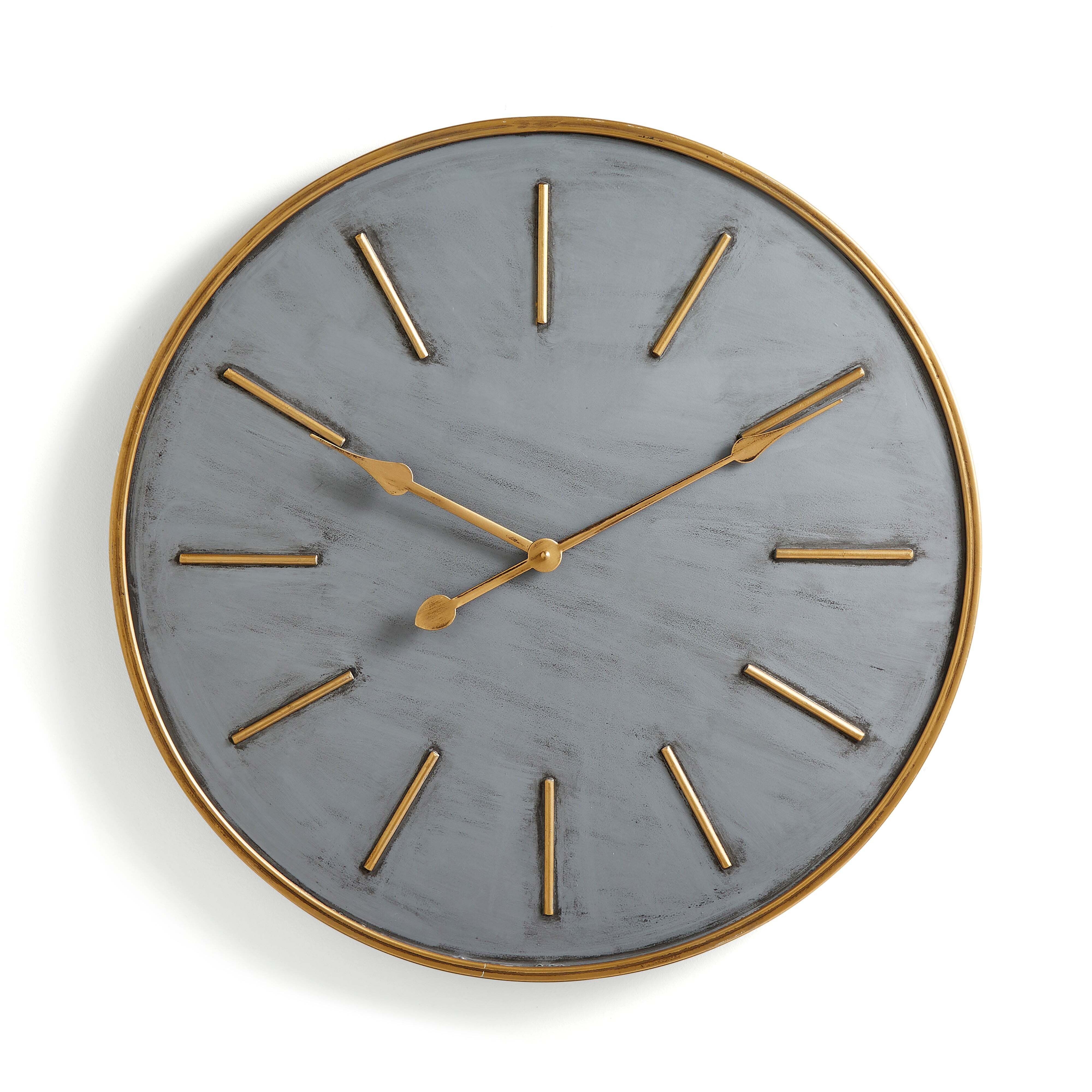 Modern Industrial Wall Clock Pewter by Dunelm | ufurnish.com