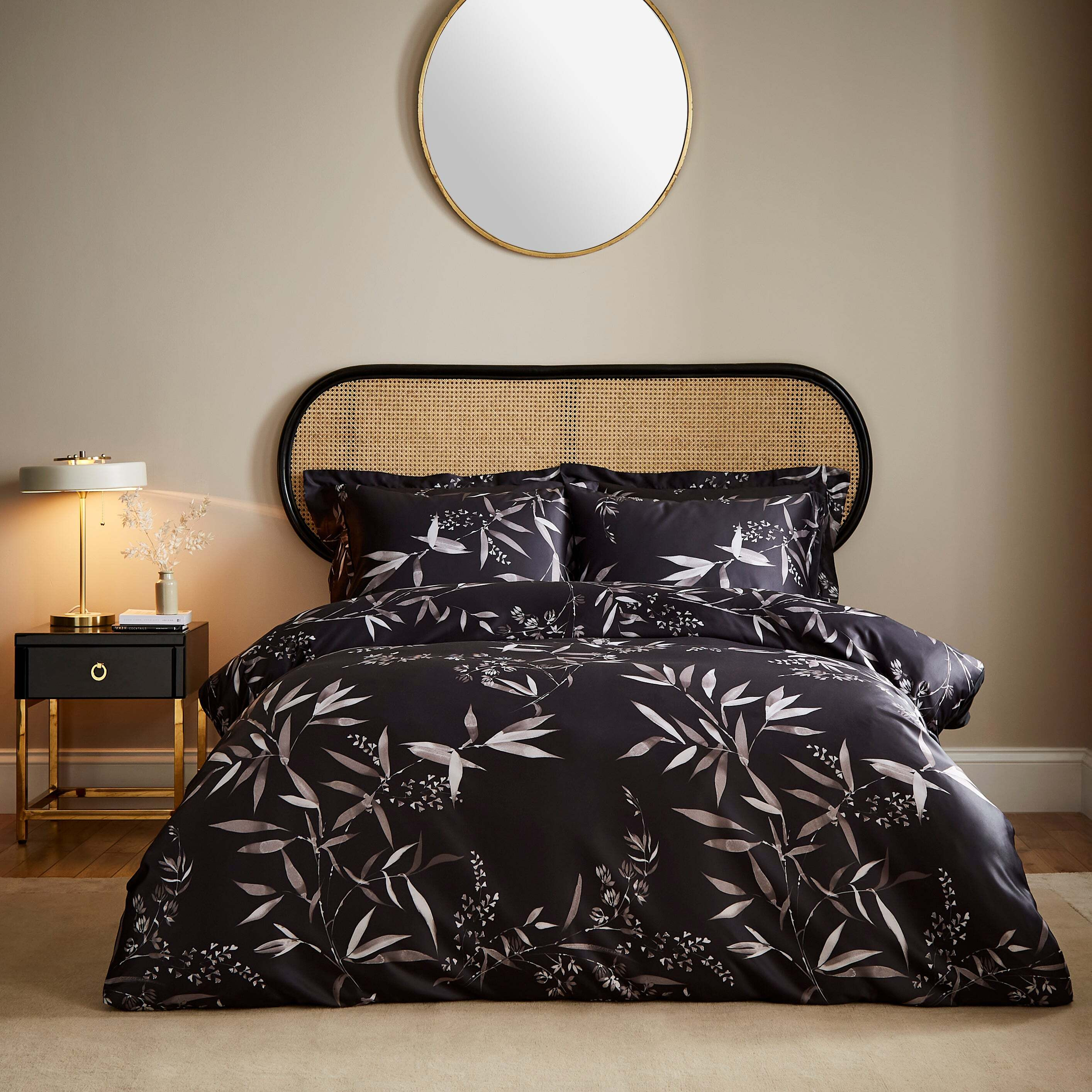 Bamboo Shadows Black Duvet Cover and Pillowcase Set Black by Dunelm ...
