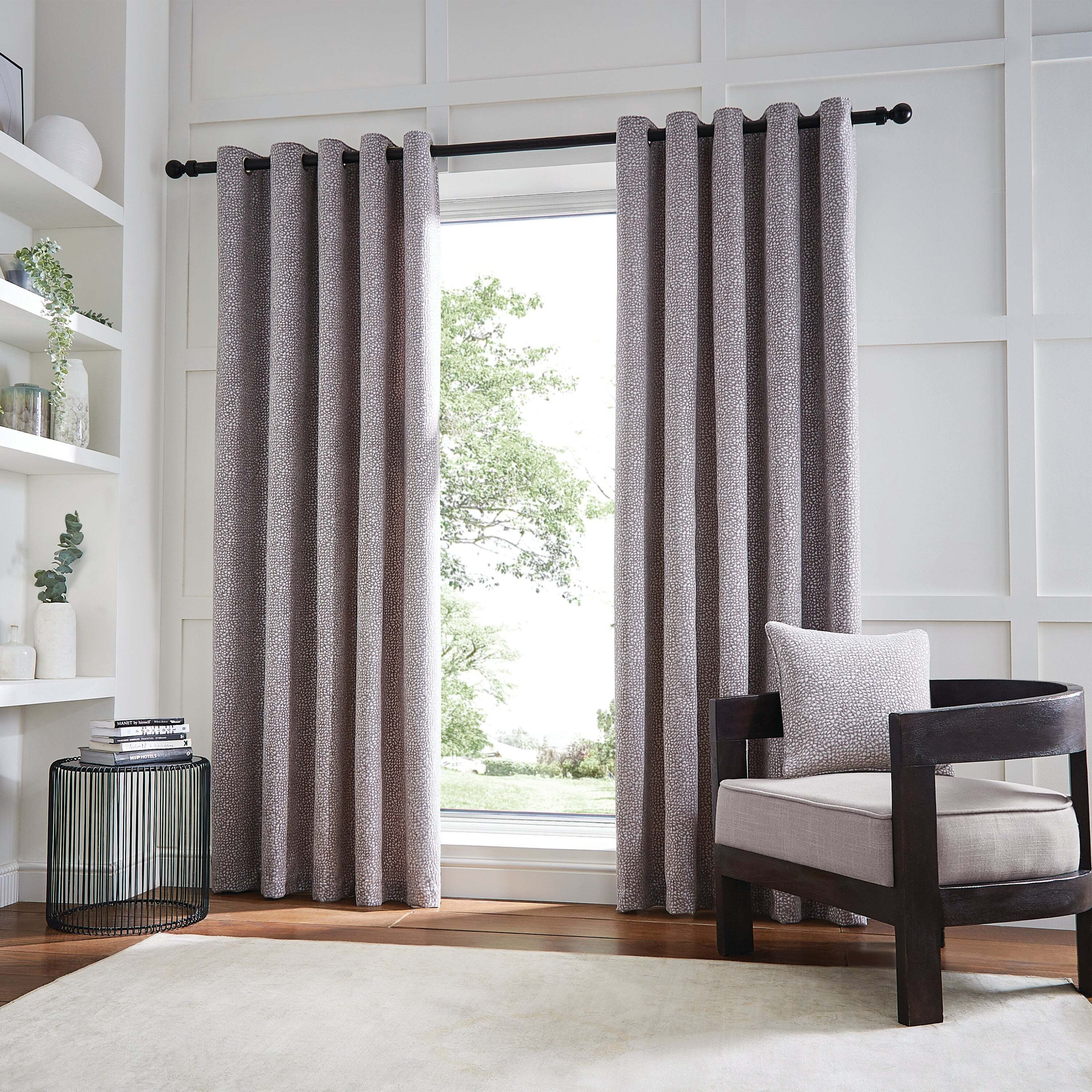 Hyperion Interiors Eros Chenille Gold Eyelet Curtains Gold by Dunelm ...