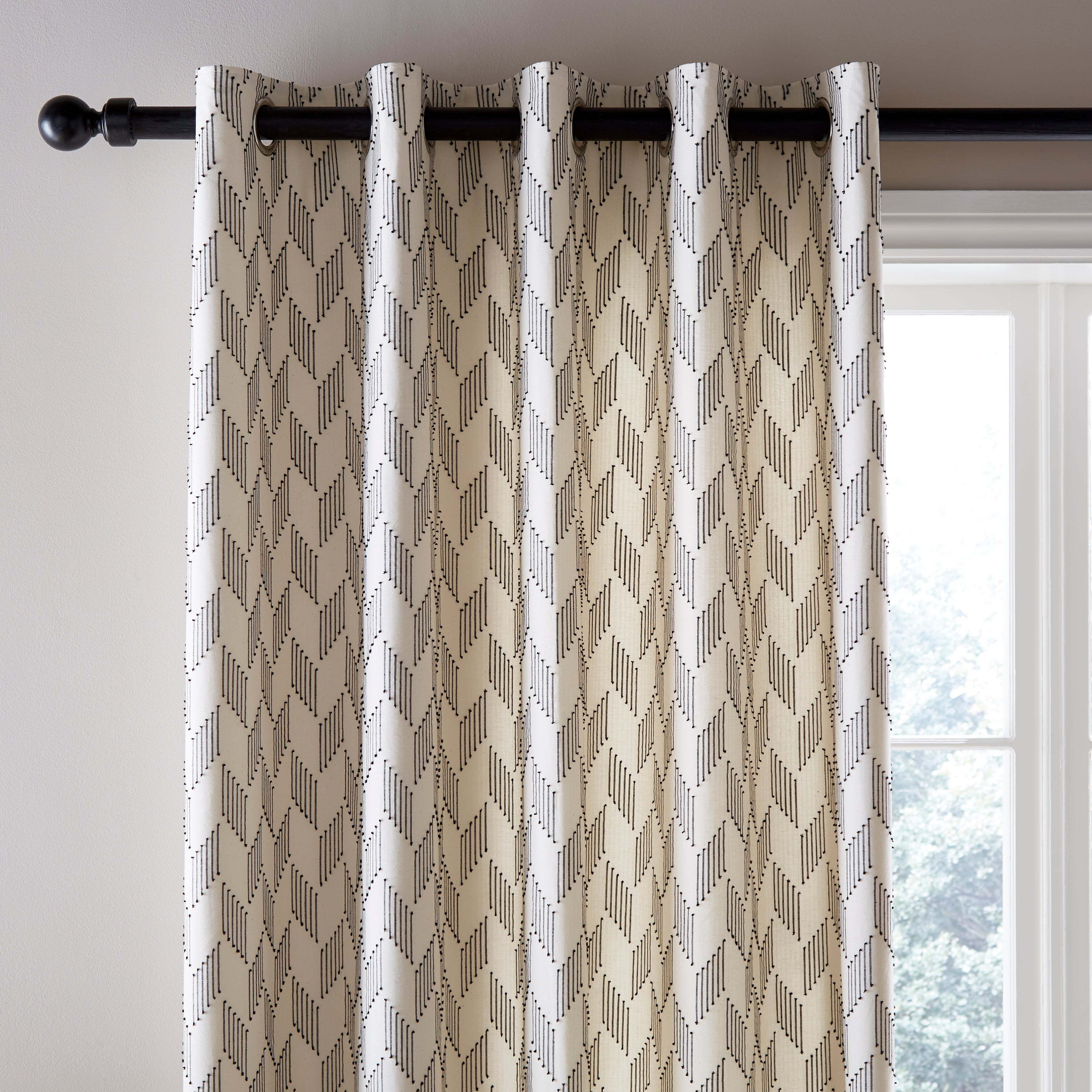 Andra Clipped Jacquard Blackout Eyelet Curtains Black by Dunelm ...